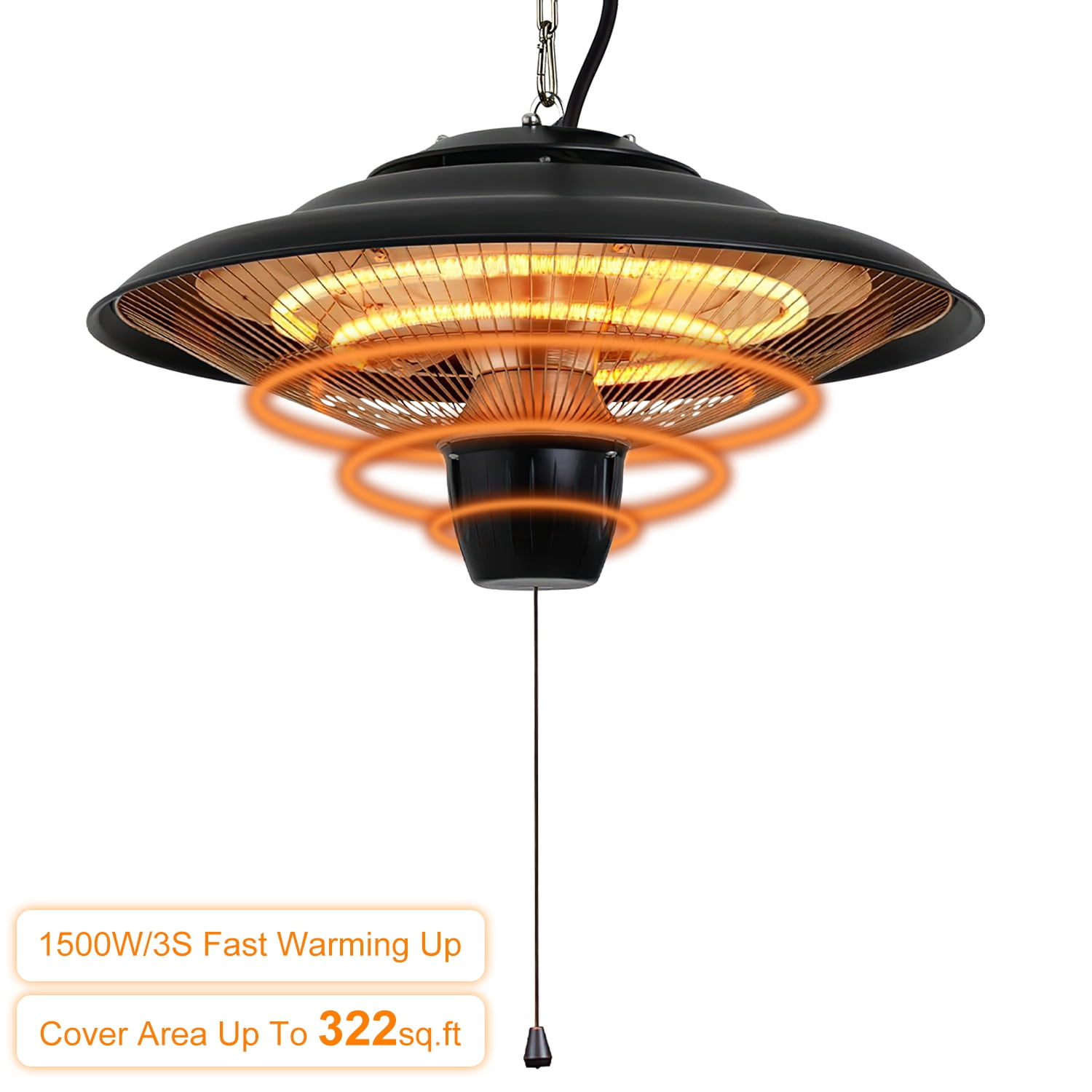 1500W Patio Hanging Heater, Ceiling Mounted Patio Outdoor Heater for ...