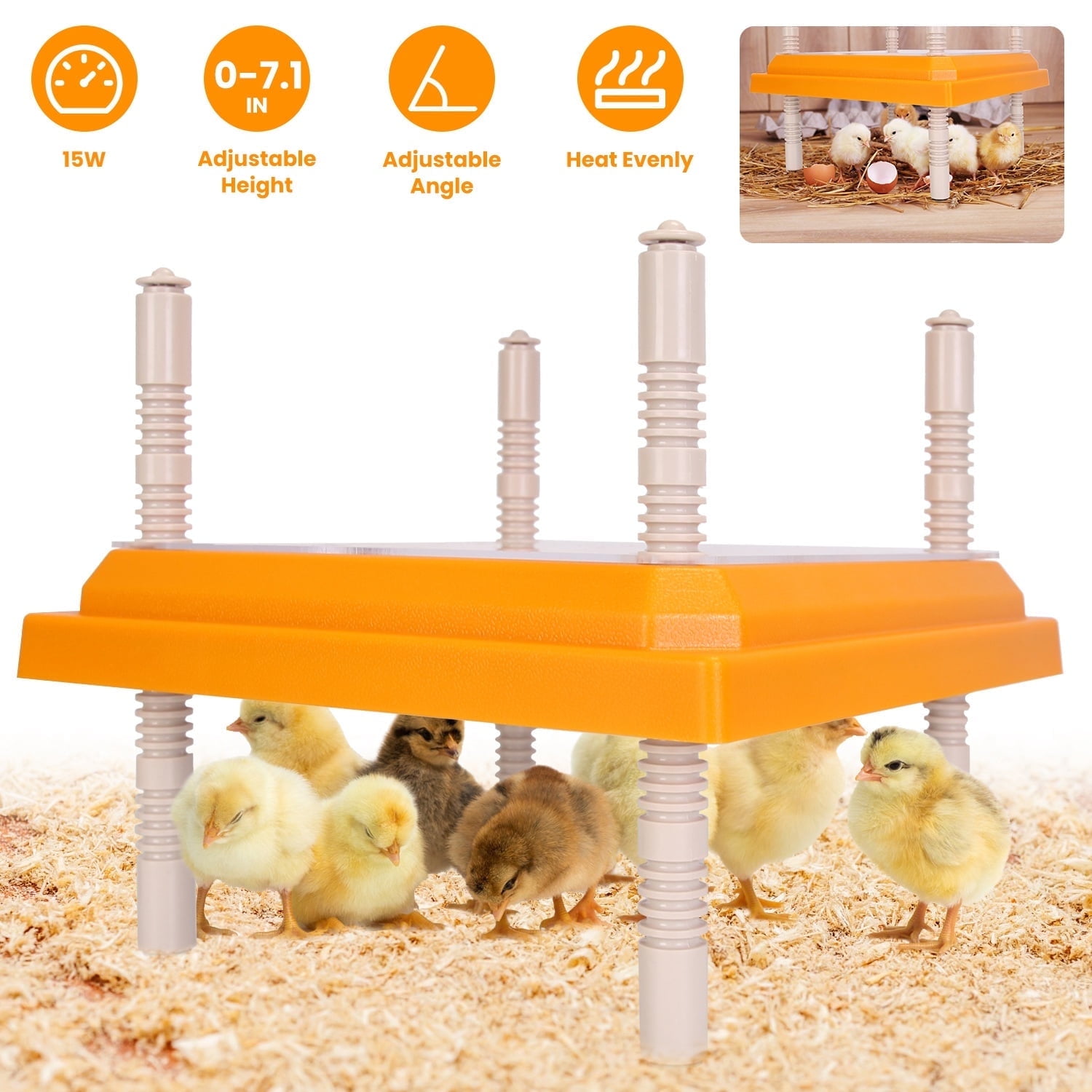 Moclever 15W Chicken Brooder Heater, ABS Brooder Heater Plate Max 131 ...