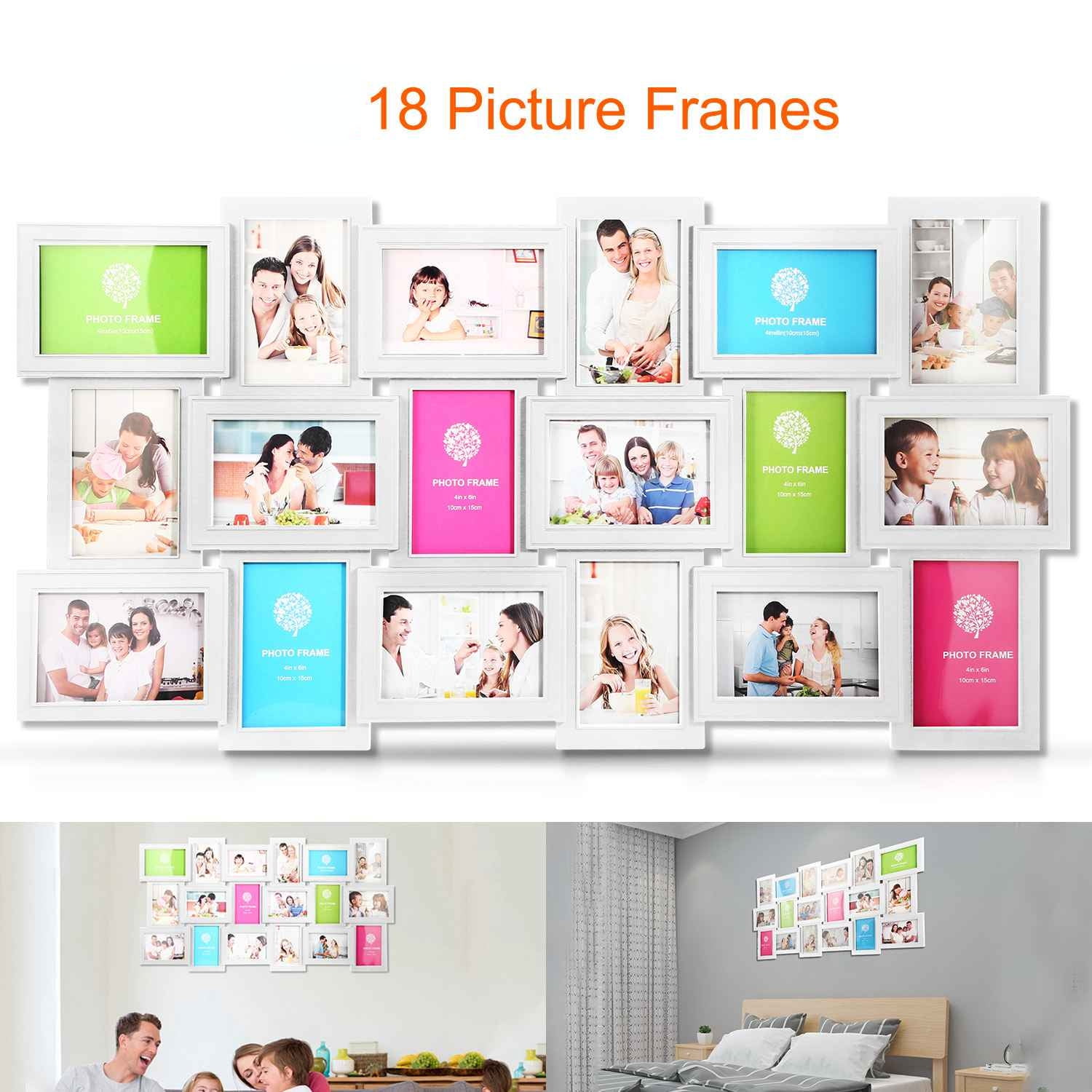 Moclever 18 Opening Picture Frames 4x6in Photo Wall Mounting Plastic ...