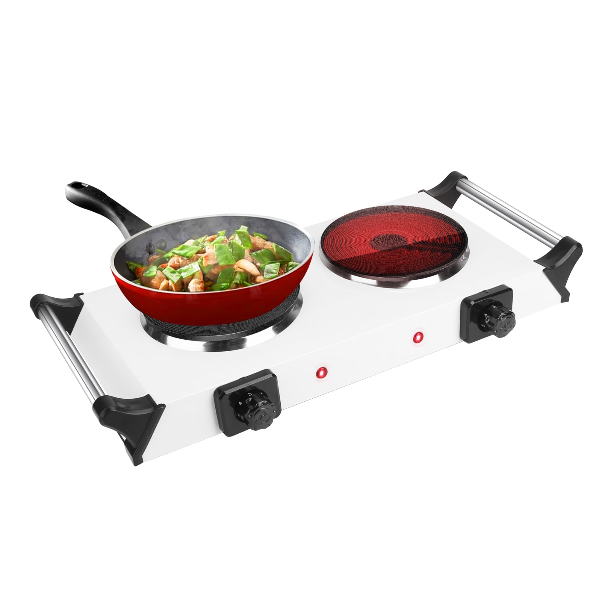 iMounTEK 1800W Double Burner for Cooking with Adjustable Temperature & Stay Cool Handles ...