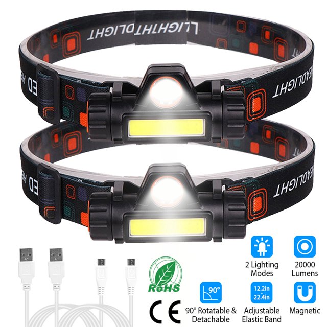 iMounTEK 2 Packs Rechargeable Headlamp IPX4 Waterproof Headlight ...
