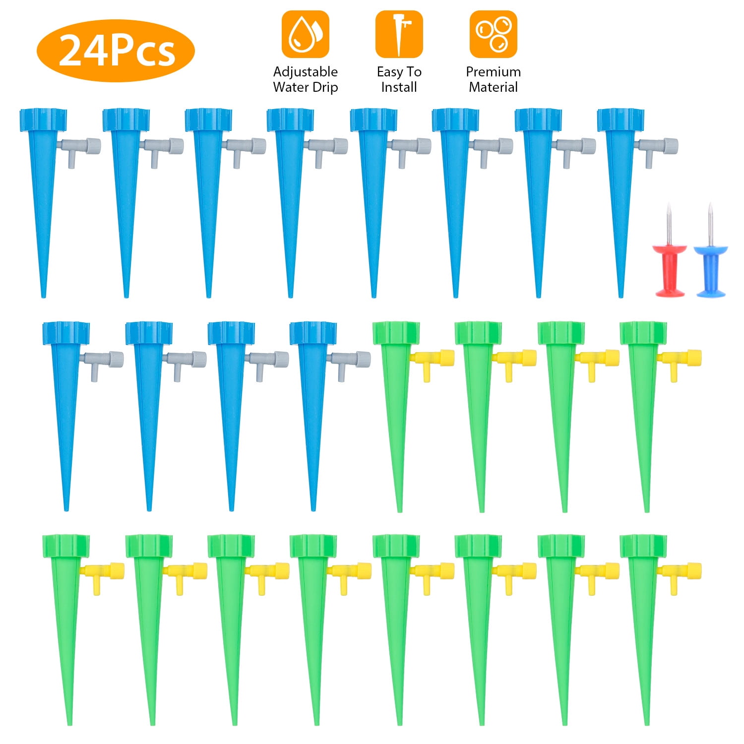 Moclever 24Pcs Plant Watering Spikes, Automatic Plant Waterer with Slow ...
