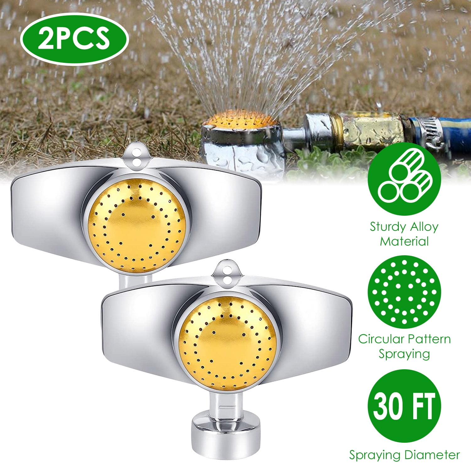 Moclever 2Pcs Circular Spot Sprinkler 360° Hose Sprayer with Gentle ...