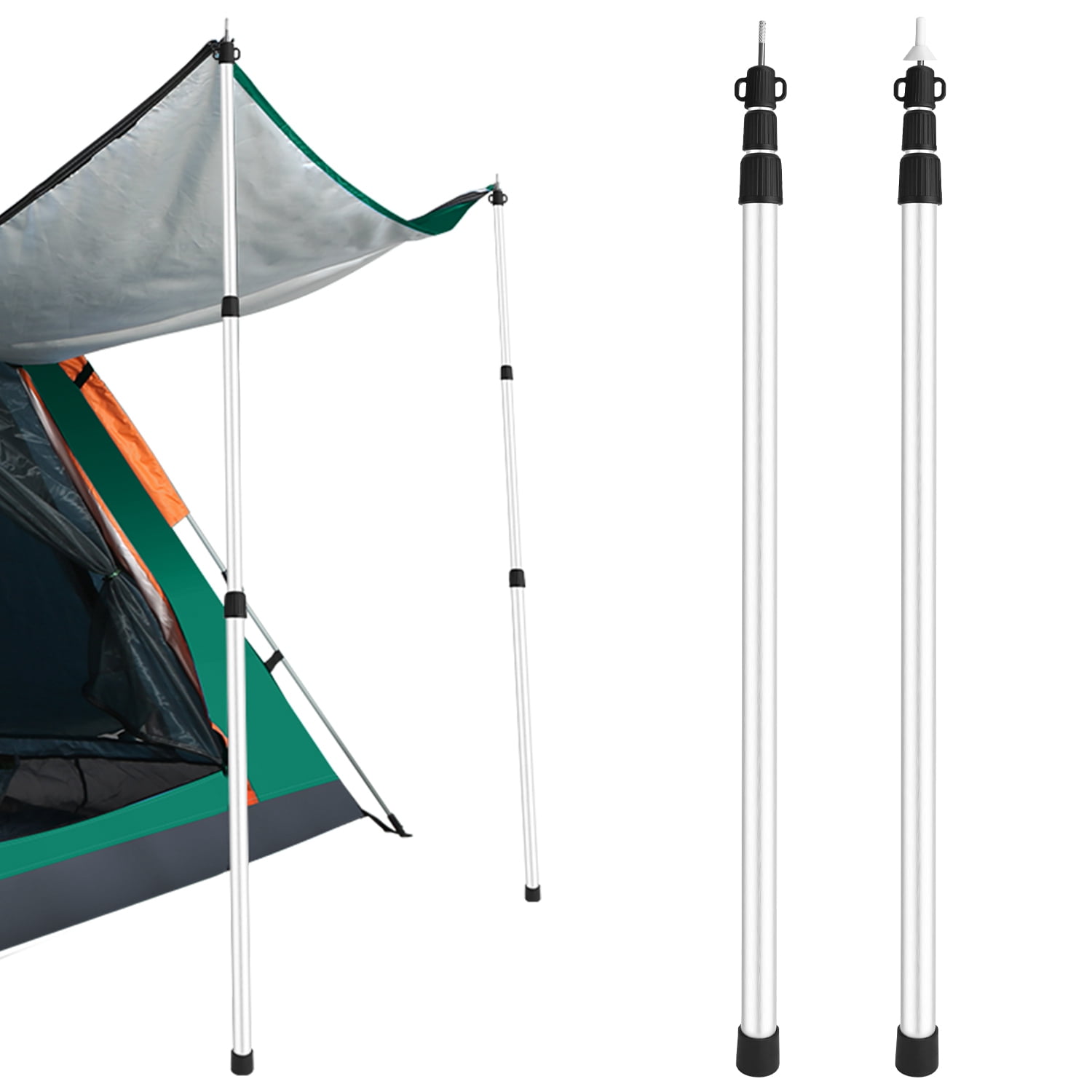 Moclever 2Pcs Telescoping Tarp Poles, Portable Aluminum Awning Poles, 3 ...