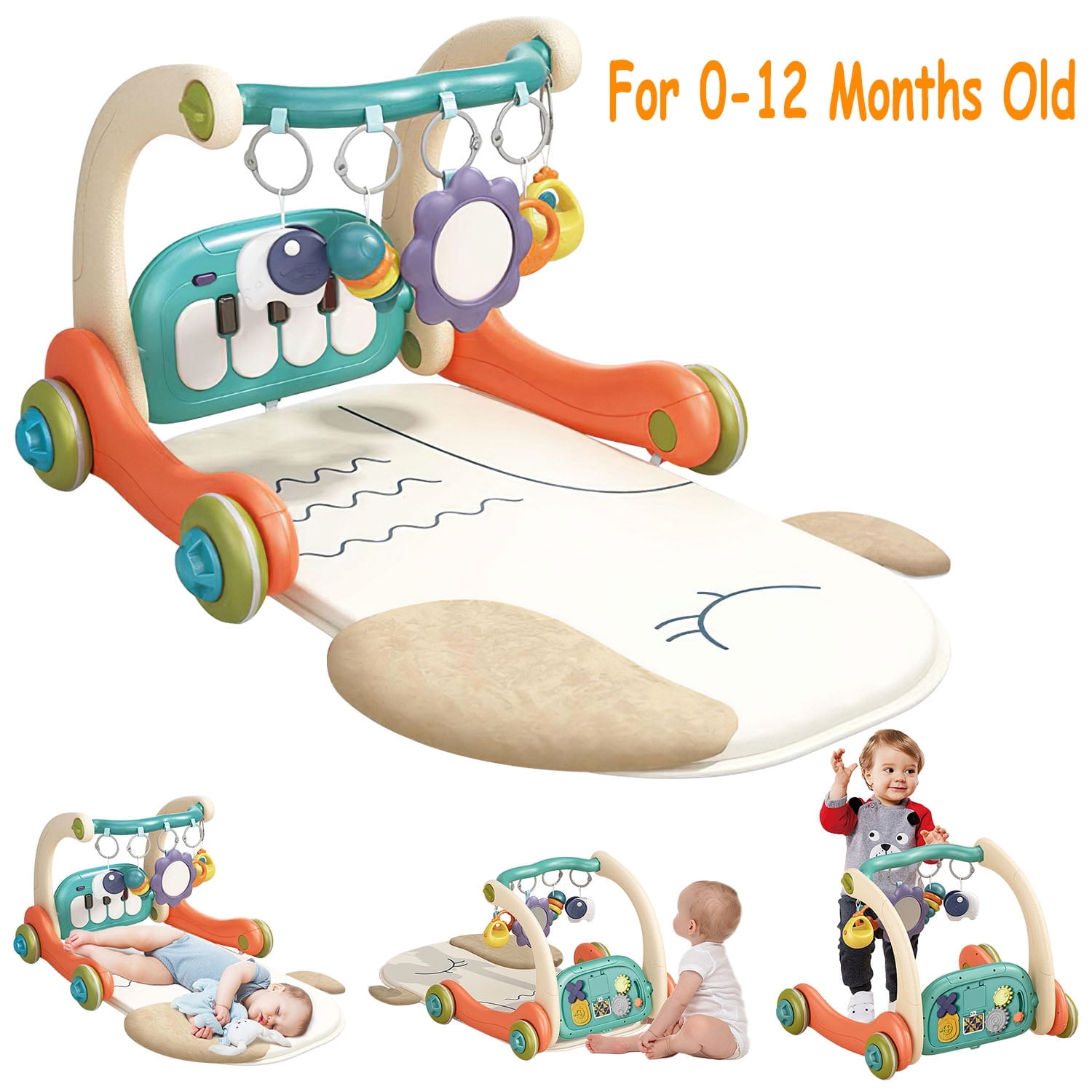 iMounTEK Infant Stand Play Mat 3-in-1 Learning Walker with Piano and ...