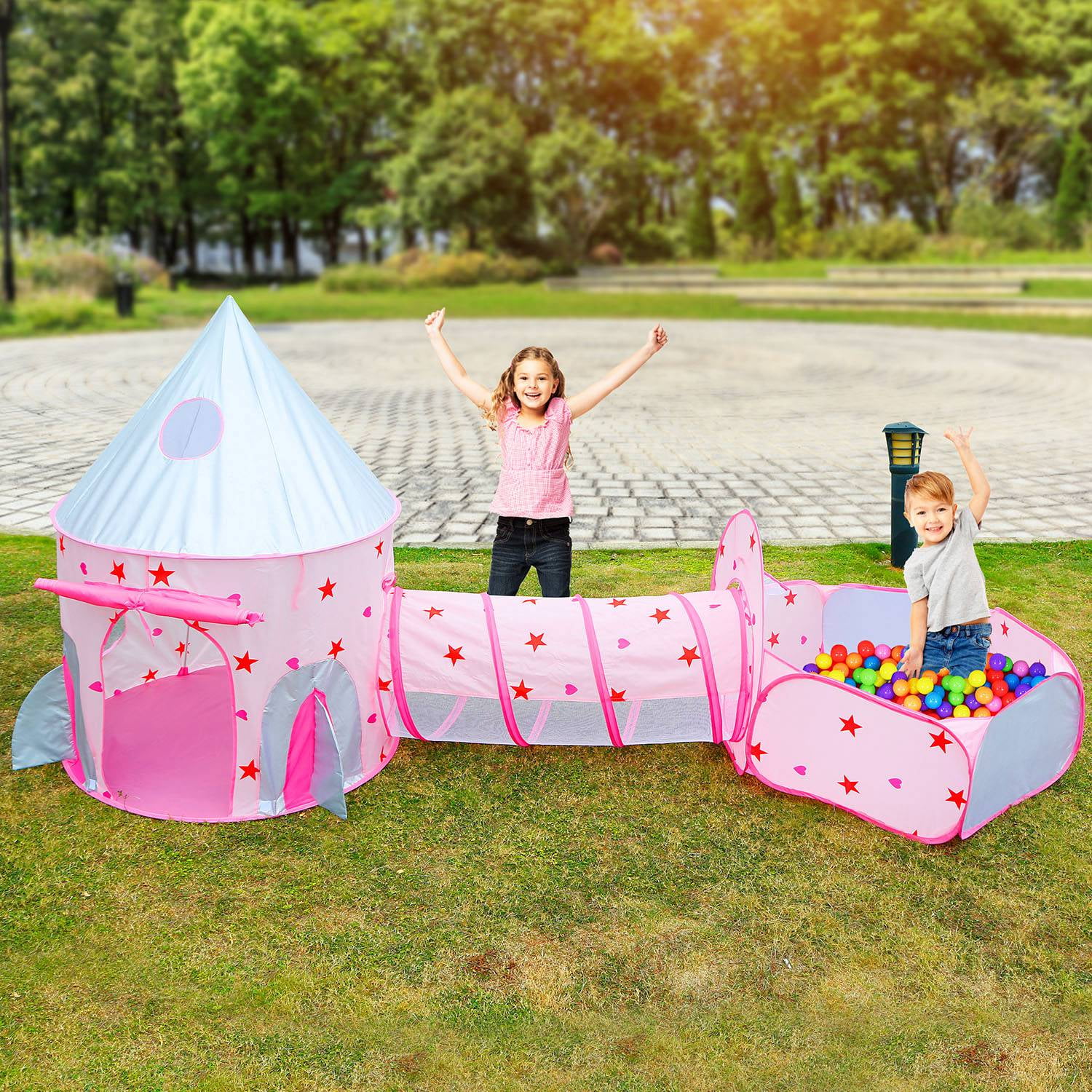3 in 1 Kids Play Tent Kids Tent with Tunnel Foldable Kids Play House ...
