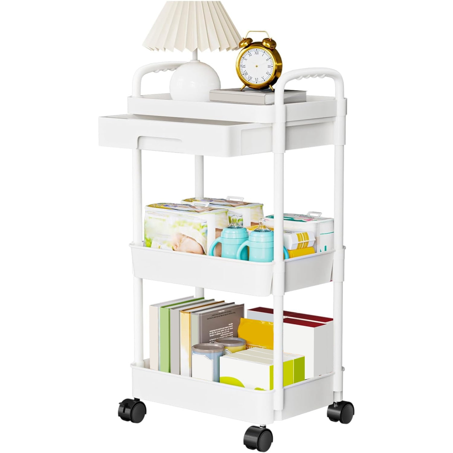 Moclever 3 Tier Rolling Utility Cart, Movable Kitchen Storage Organizer ...