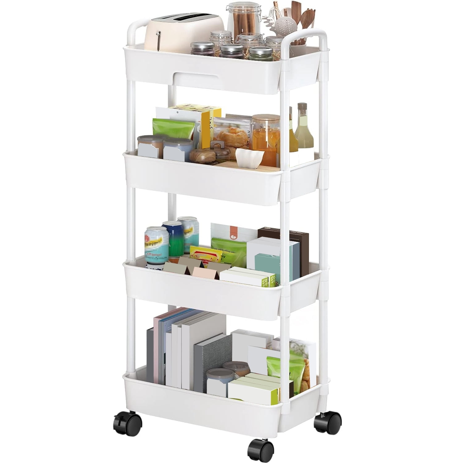 iMounTEK 4-Tier Rolling Utility Cart with Drawer, Multifunctional ...