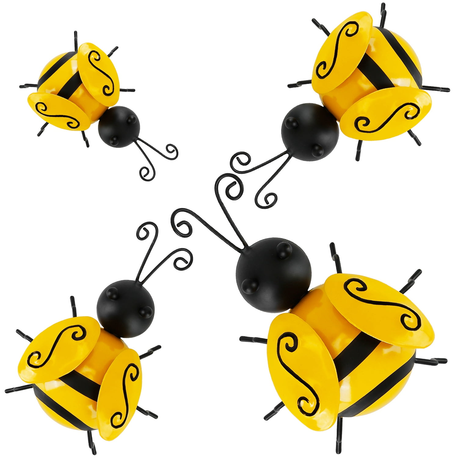 TeqHome 4Pcs Bumble Bee Decoration 3D Iron Bee Art Sculpture Hanging ...