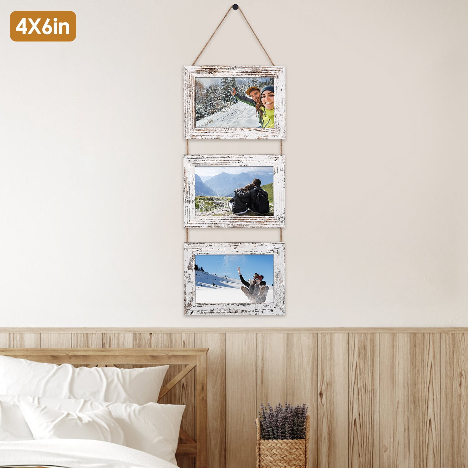 iMounTEK 4x6 Wall Hanging Picture Frames Collage with 3 Opening Frames ...