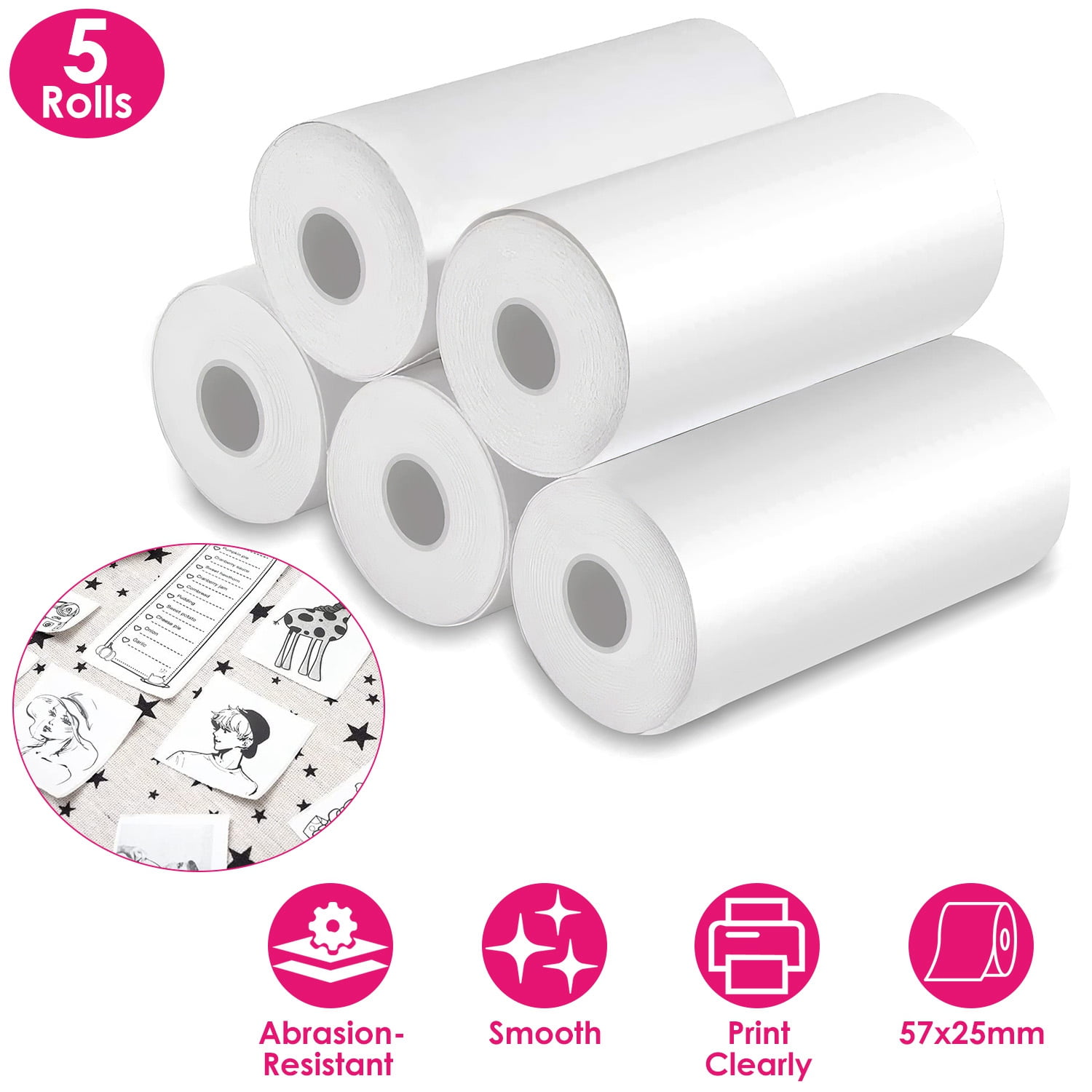 iMounTEK 5 Rolls Regular Printer Paper Plate Mini Thermal Printing ...