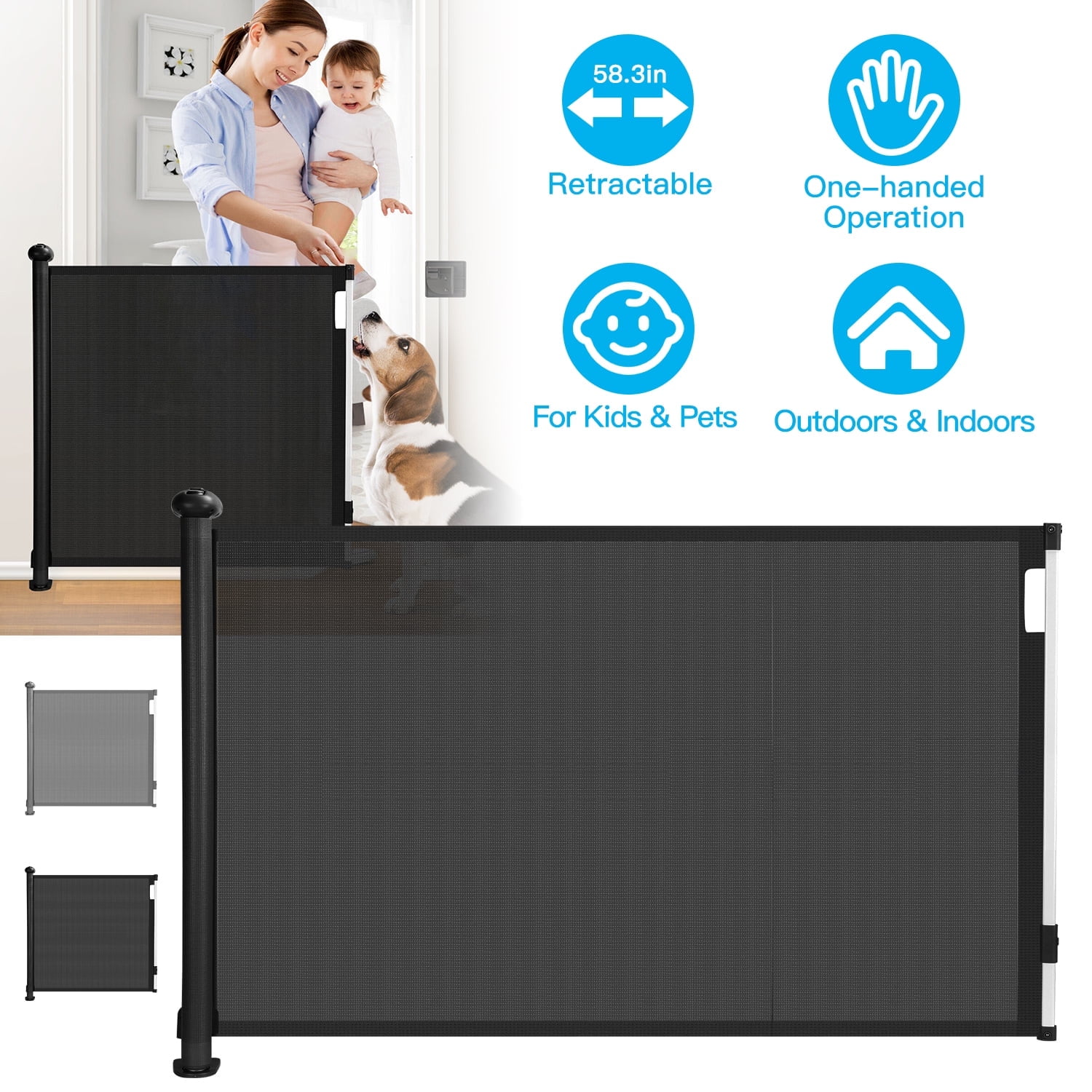 iMounTEK 58in Magic Baby Gate Gates for The House, Retractable Extra ...