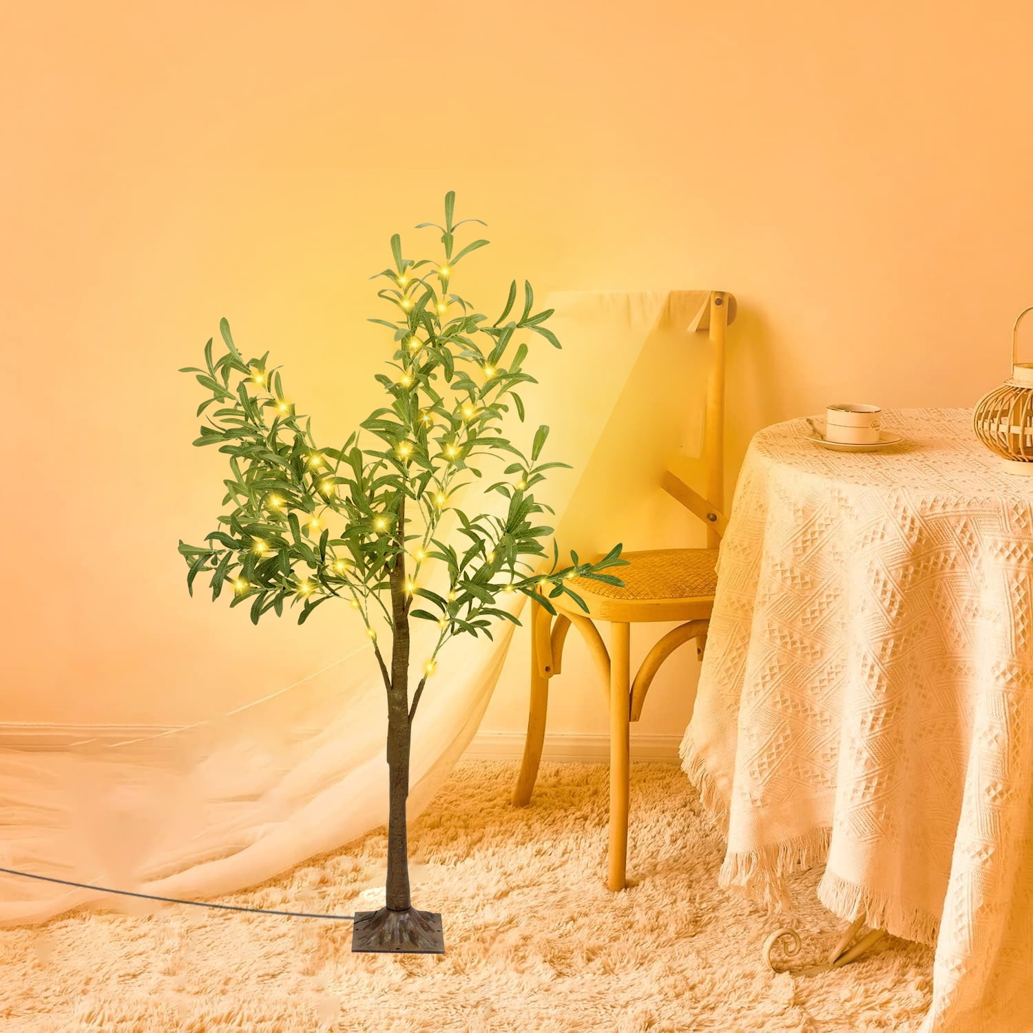 iMounTEK 6/4FT Light Up Artificial Greenery Tree, LED Beads Lighted ...