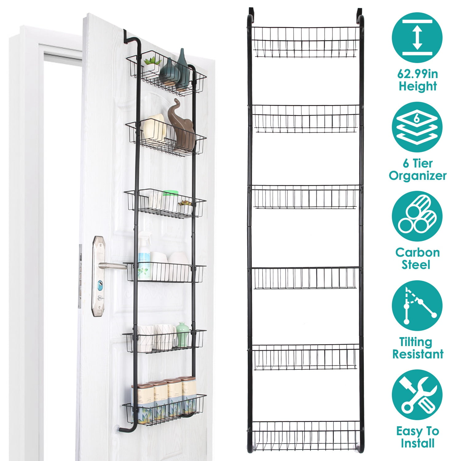 Moclever 6 Tier over the Door Organizer Hanging Hooks Door Storage Rack ...