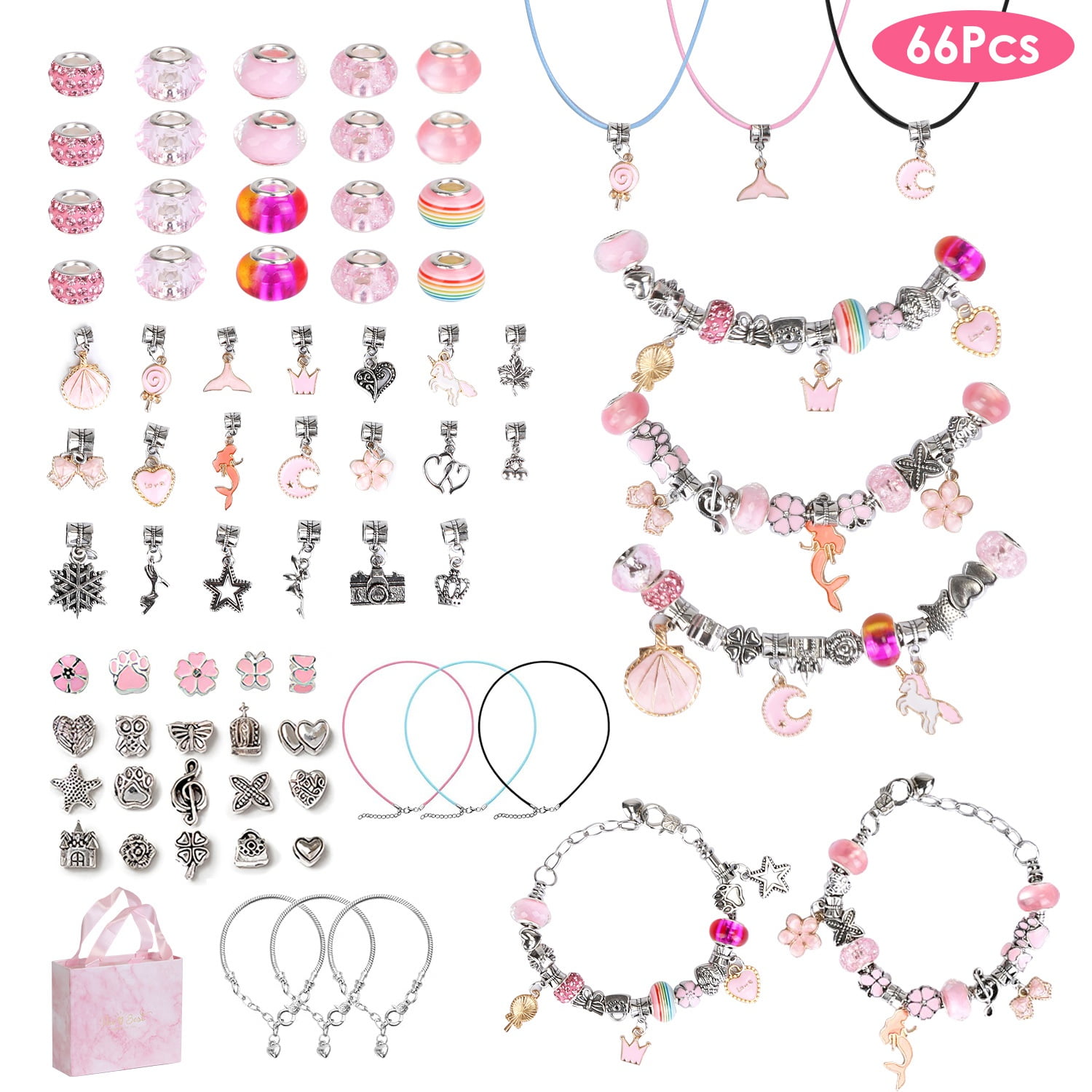 66Pcs Charm Bracelet Making Kit DIY Charm Bracelet Making Kit Jewelry ...