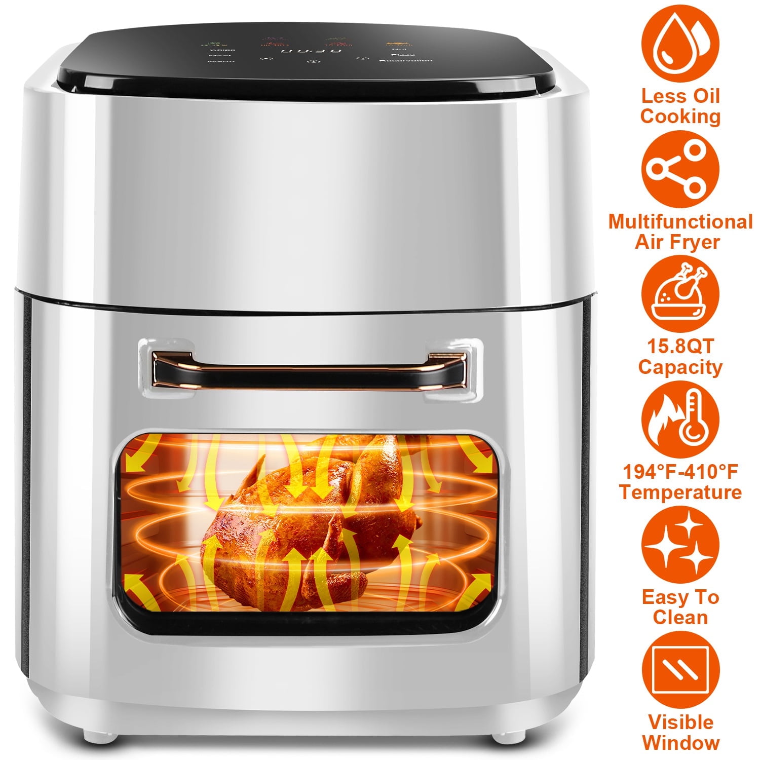 Moclever 15.8QT Air Fryer, 1400W Family Size Airfryer with Touch Screen ...