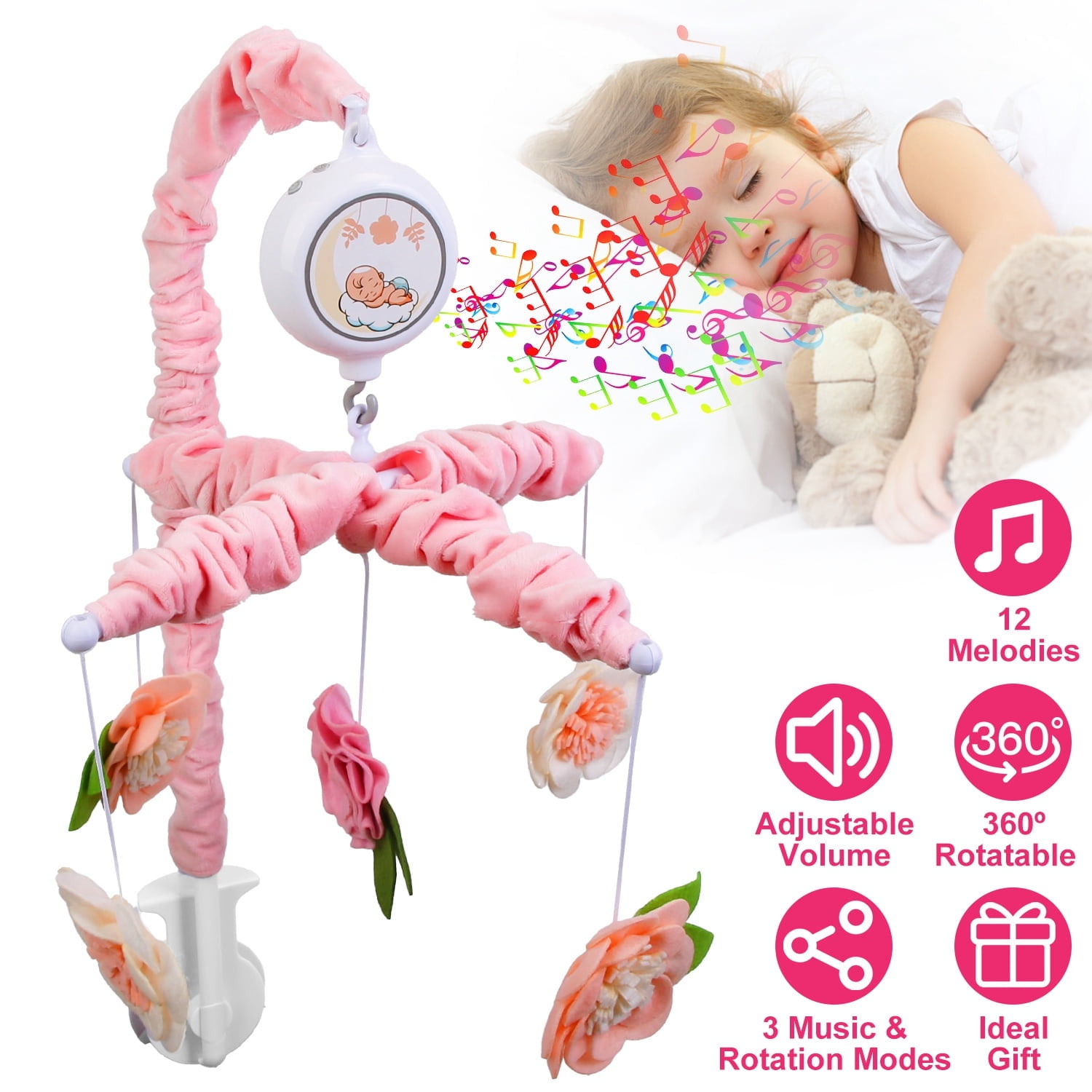Moclever Baby Mobile for Crib, Nursery Mobiles Baby Musical Crib Bed ...