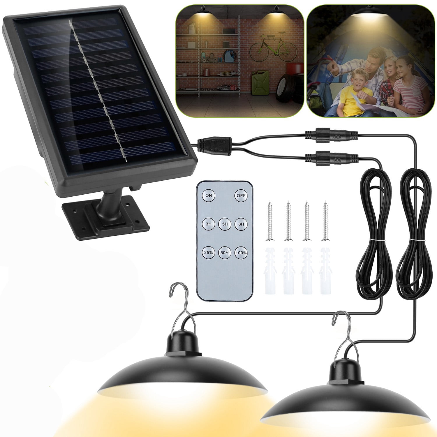 Moclever Balcony Lamp Dual Lighting Heads Dimmable Timing Solar Shed ...