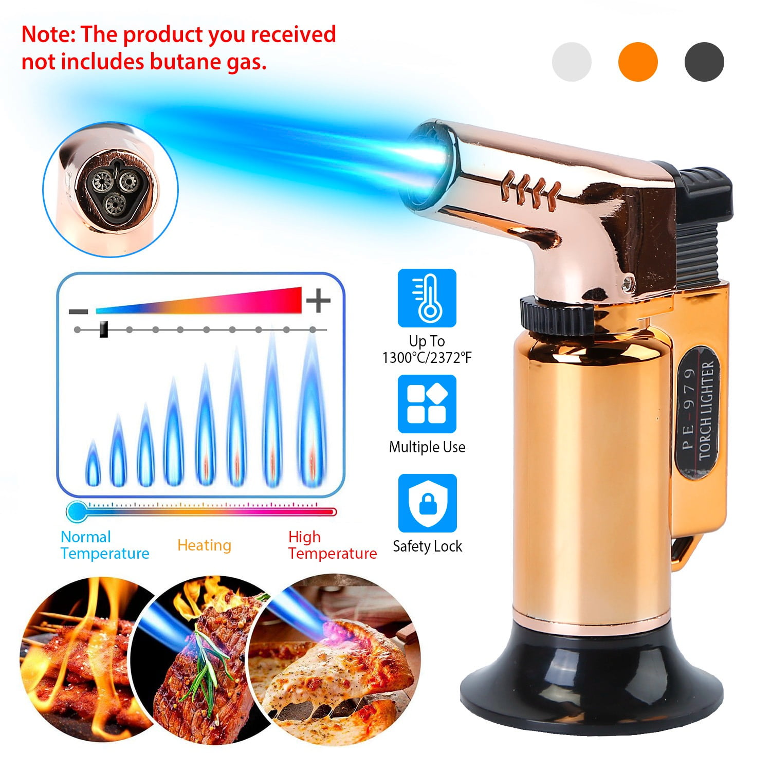Moclever Butane Torch Lighter, Refillable Adjustable Flame Torch ...