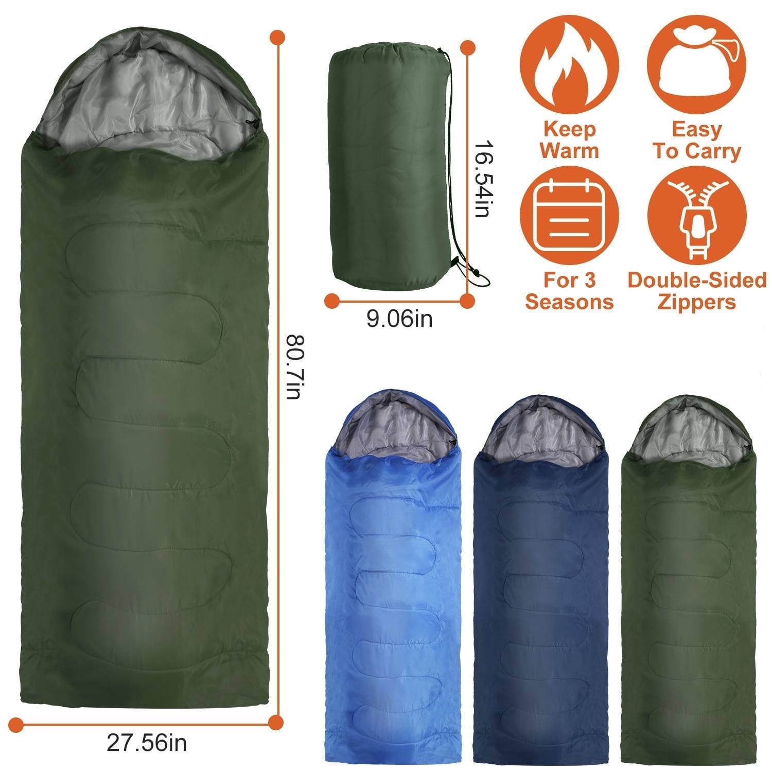 iMounTEK Lightweight Warm Camping Sleeping Bag for Adults, Portable 32 ...