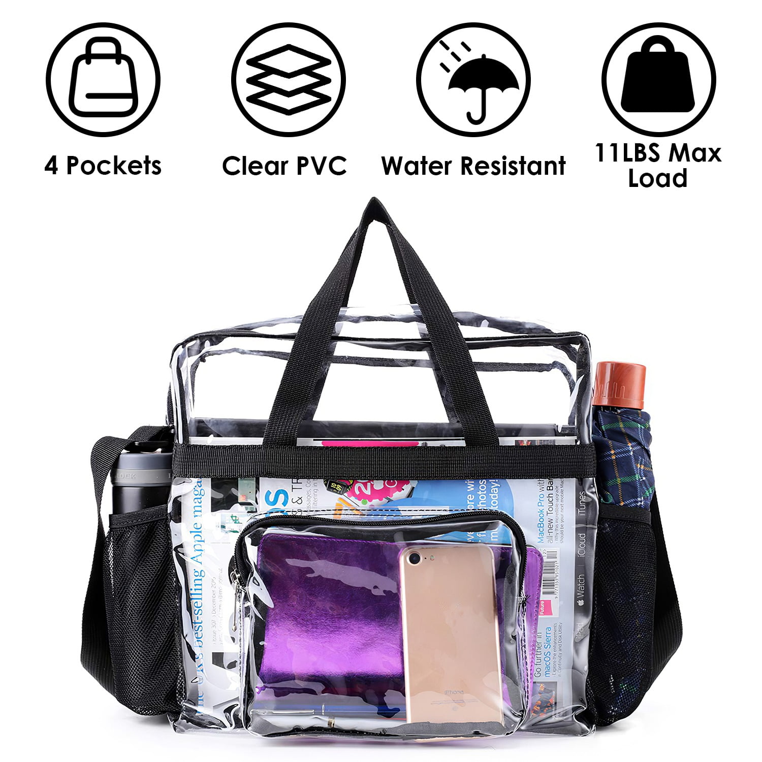 Moclever Clear Crossbody Bag Stadium Approved PVC Transparent Shoulder ...
