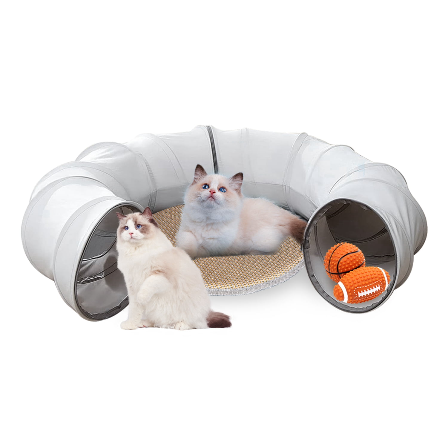 TeqHome Collapsible Circle Cat Tunnel Bed with Interactive Hanging Ball ...