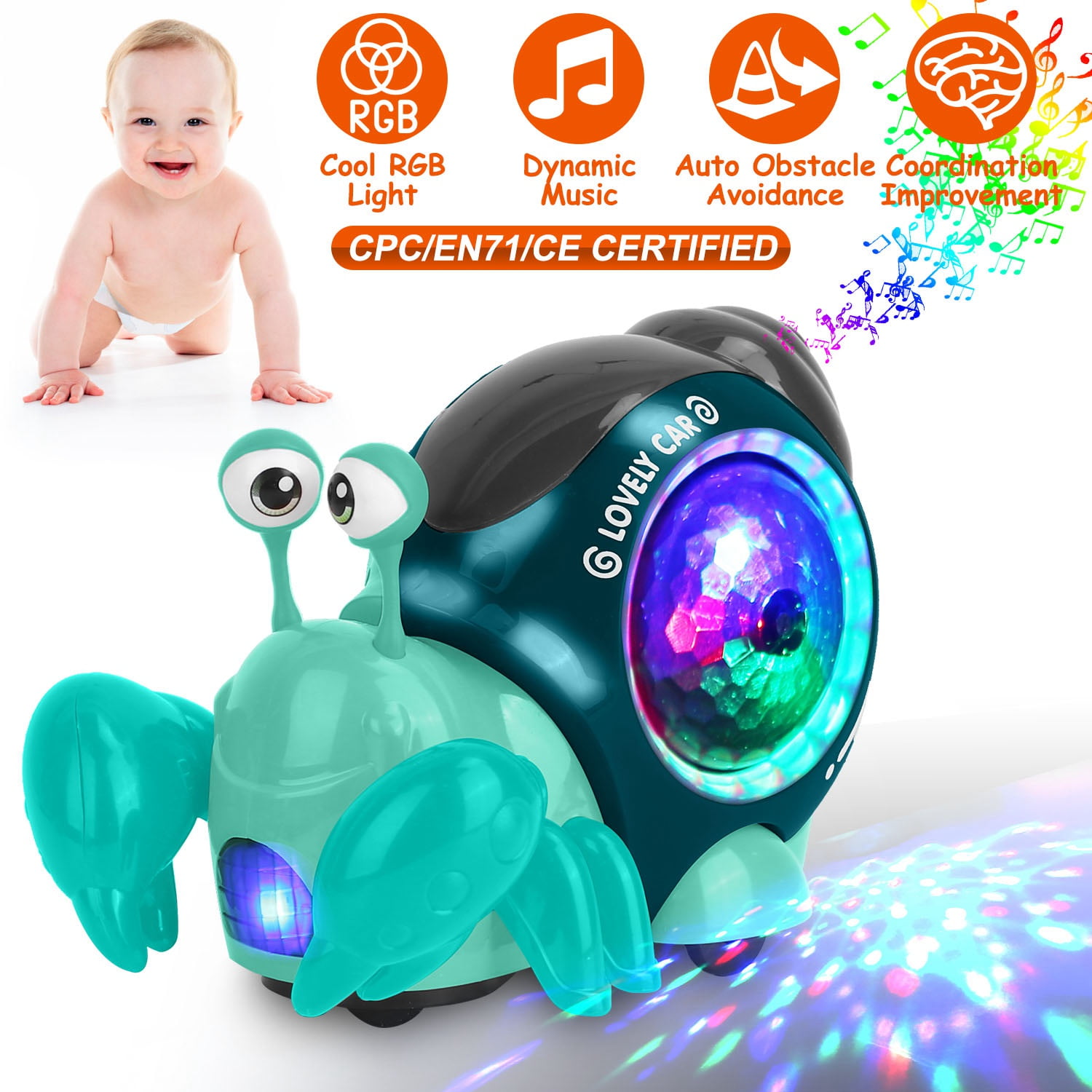 Moclever Crawling Crab Baby Toy Electric Infant Interactive Toy ...