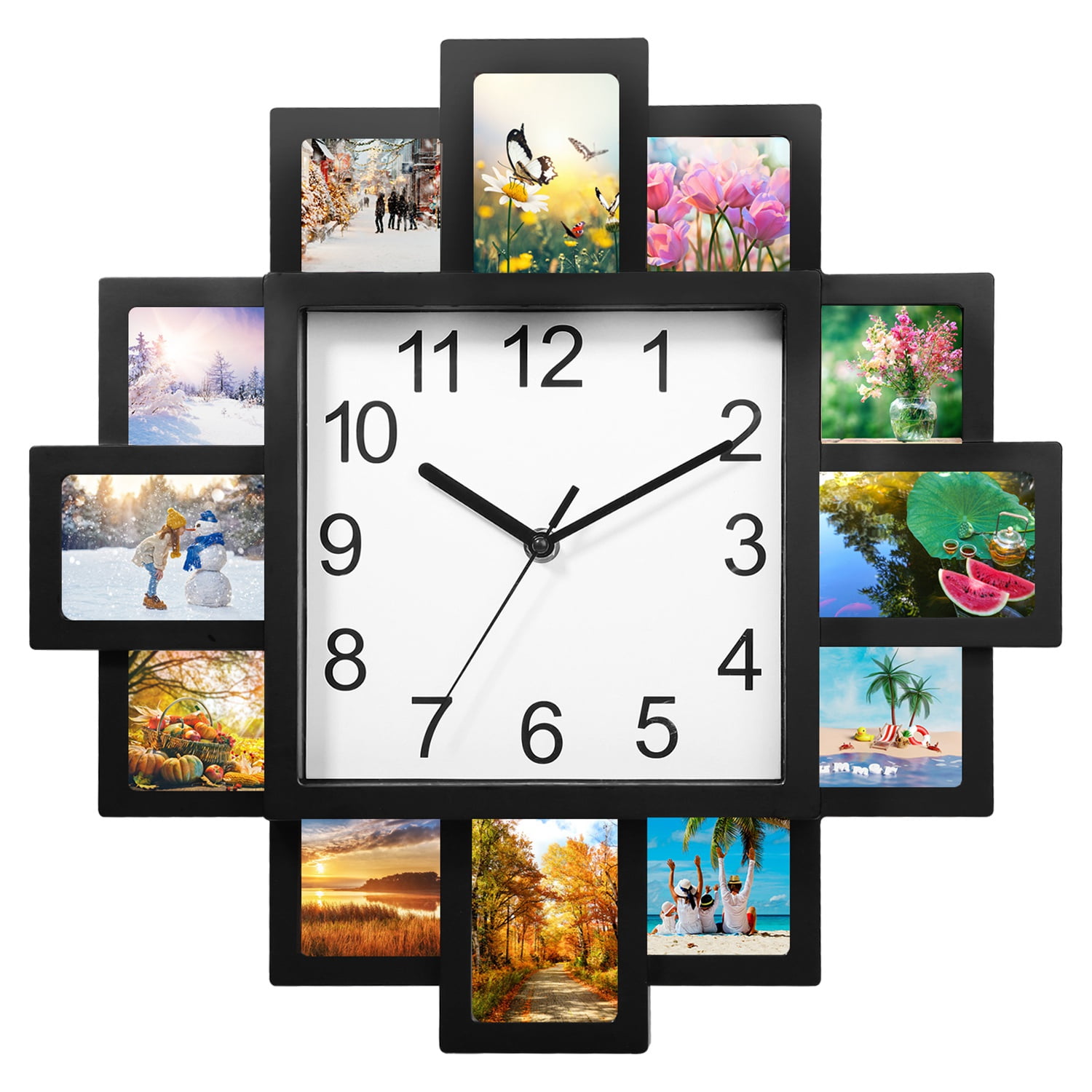 iMounTEK Collage Photo Frame Clock for Kitchen & Living Room, 12 ...