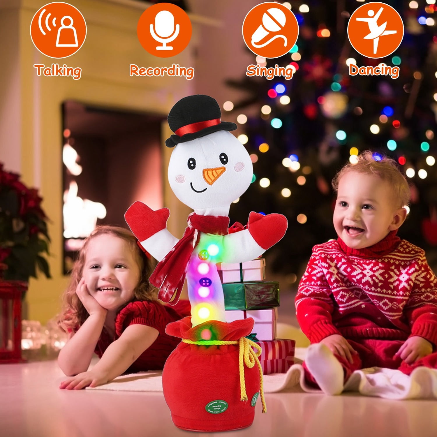 TeqHome Dancing Singing Christmas Snowman Toy, Whirling Light up Toy ...