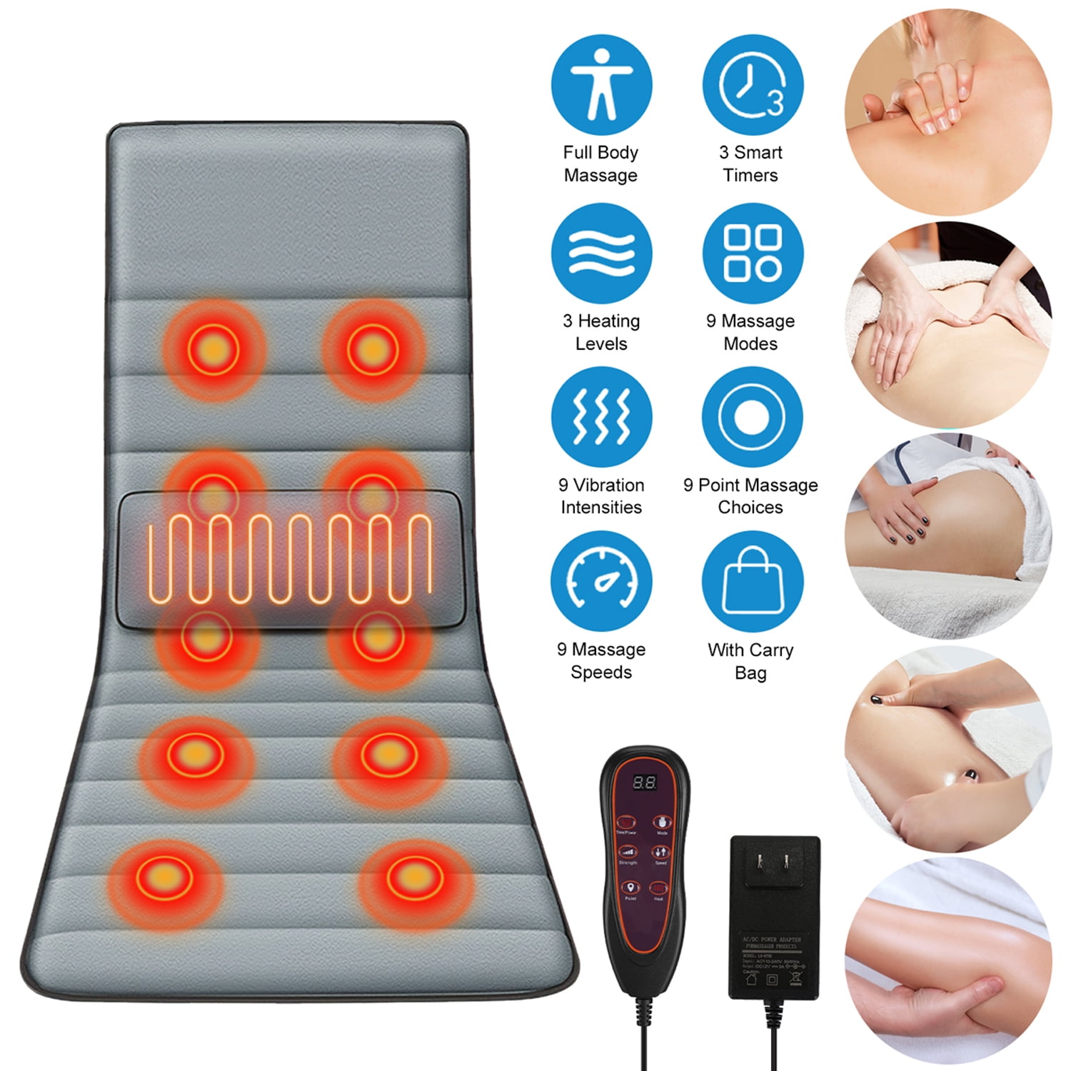 iMounTEK Electric Full Body Massage Mat with Heat Vibration Back ...