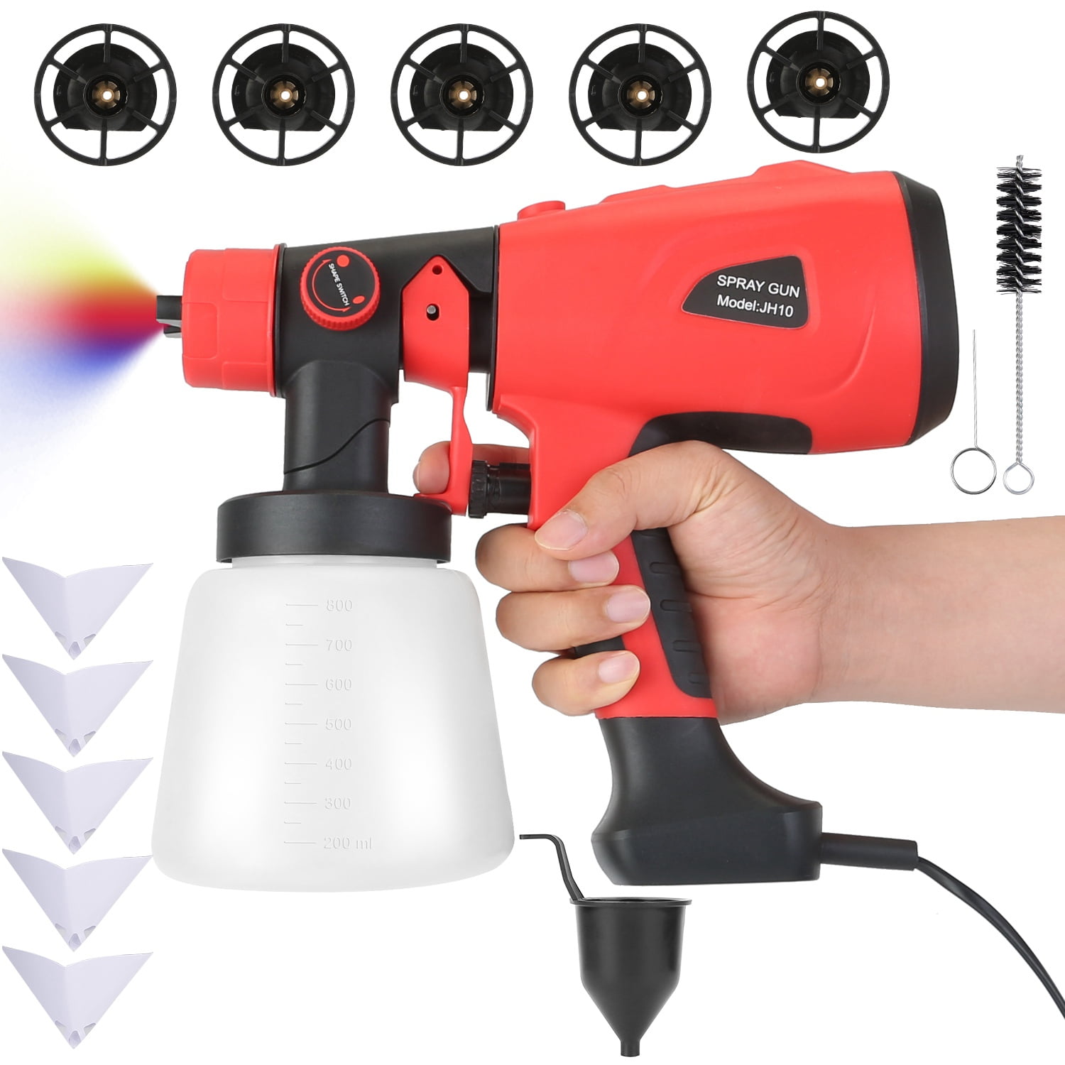 TeqHome Electric Paint Sprayer, HVLP Spray Gun with 5 Copper Nozzles ...