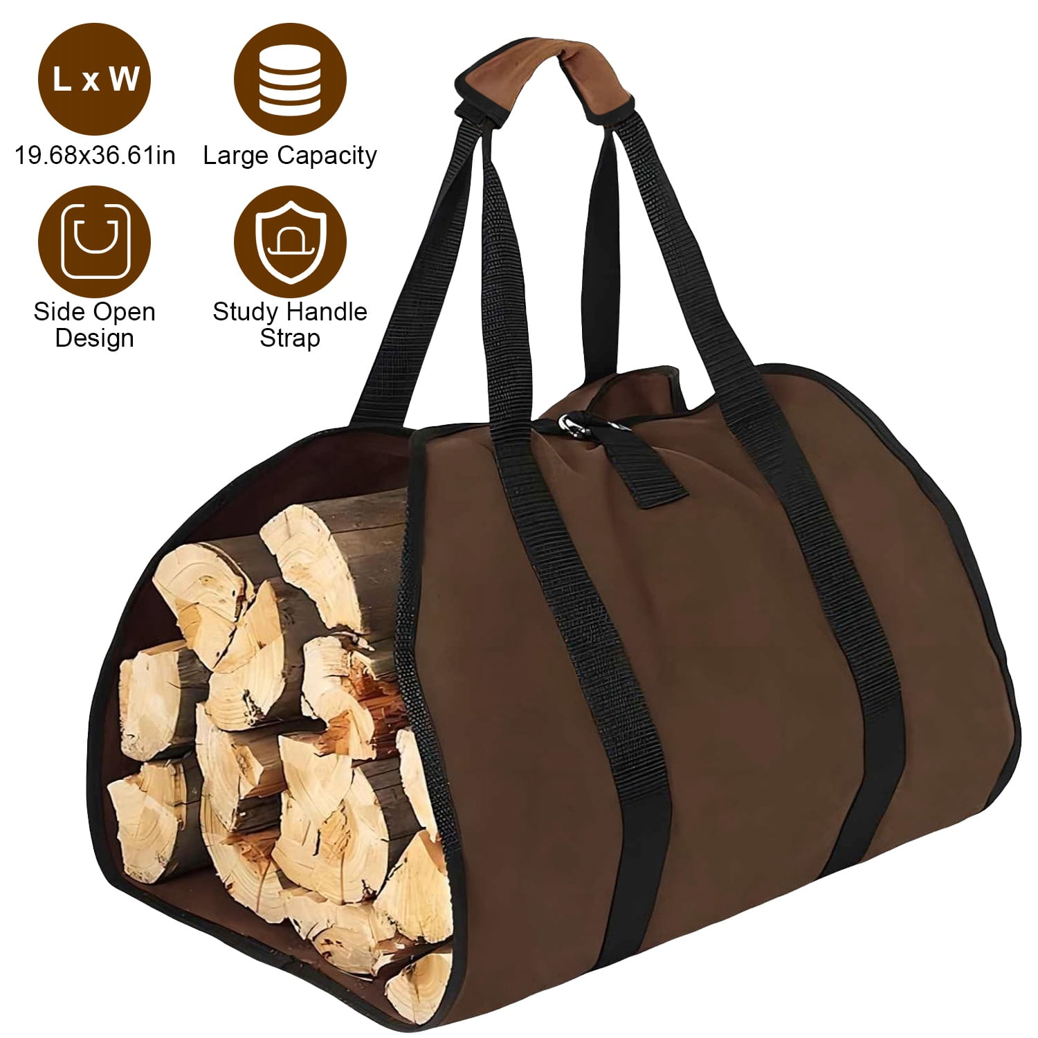 Moclever Firewood Carrier Bag Wear-Resistant Log Holder with Handle 19 ...