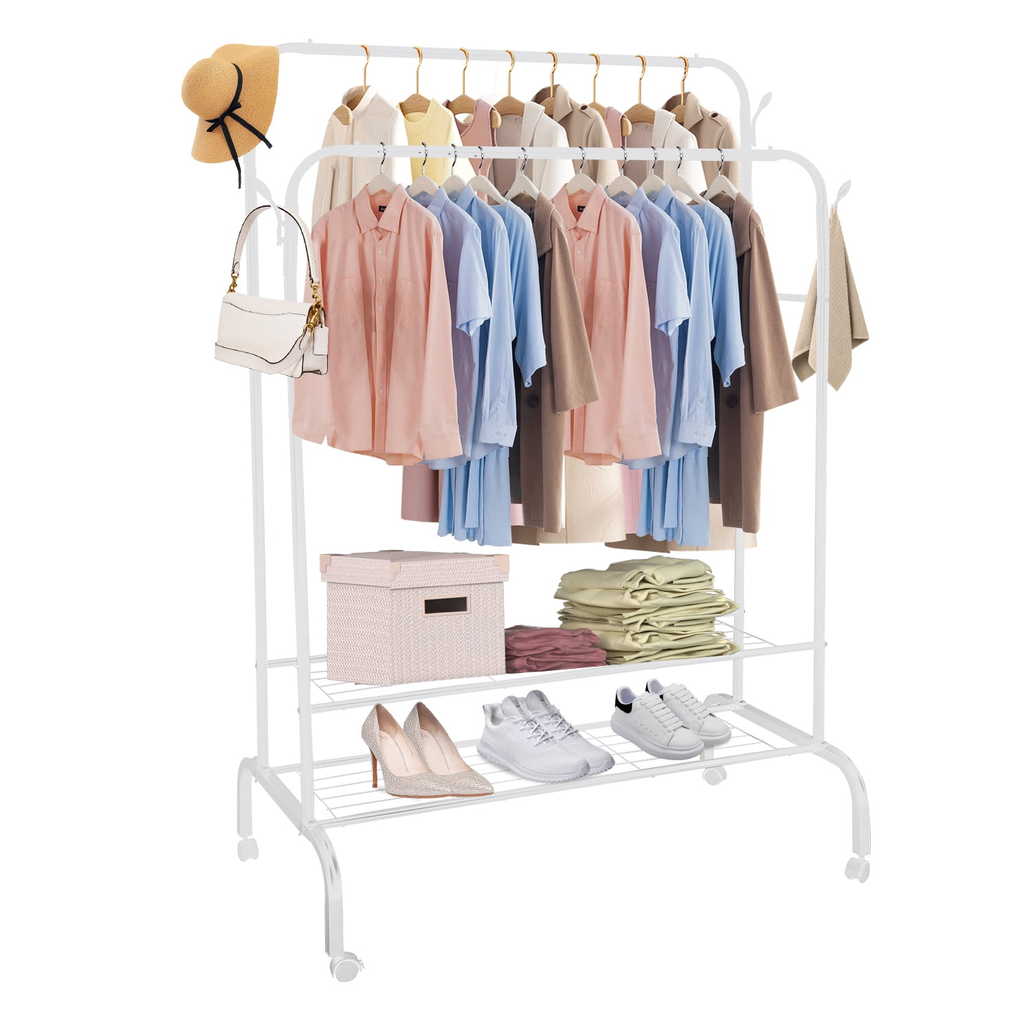 Moclever Garment Rack Clothing Hanging Rail Clothes Rack on Wheels ...
