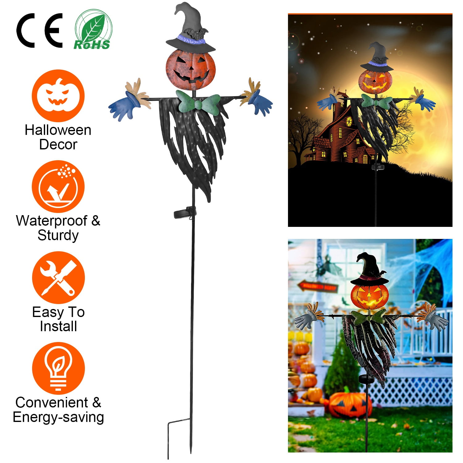 iMounTEK Halloween Decorations Yard Stake, Solar Powered Light Up ...