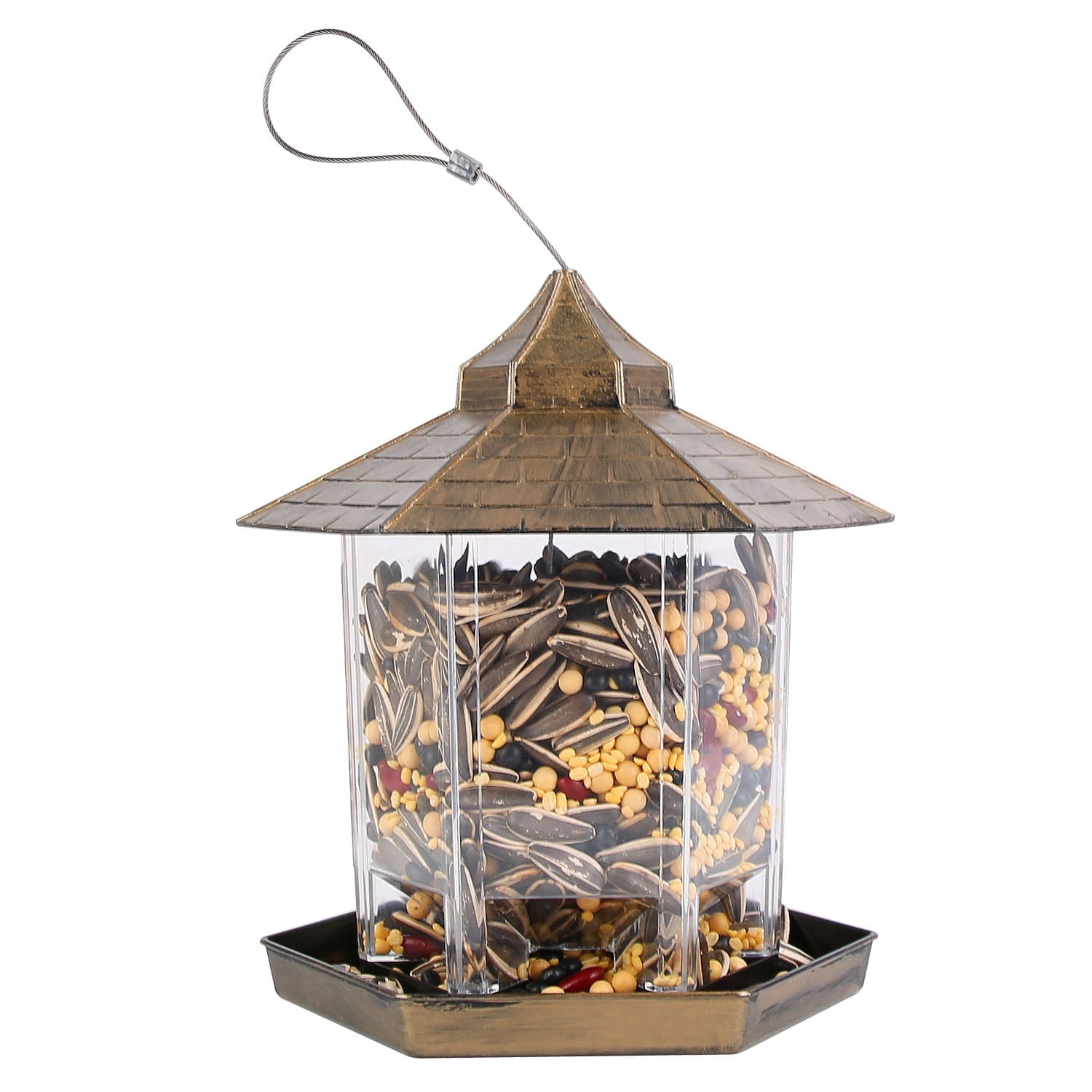 iMounTEK Hanging Bird Feeder Large Capacity Bird Seed Station with 6 ...