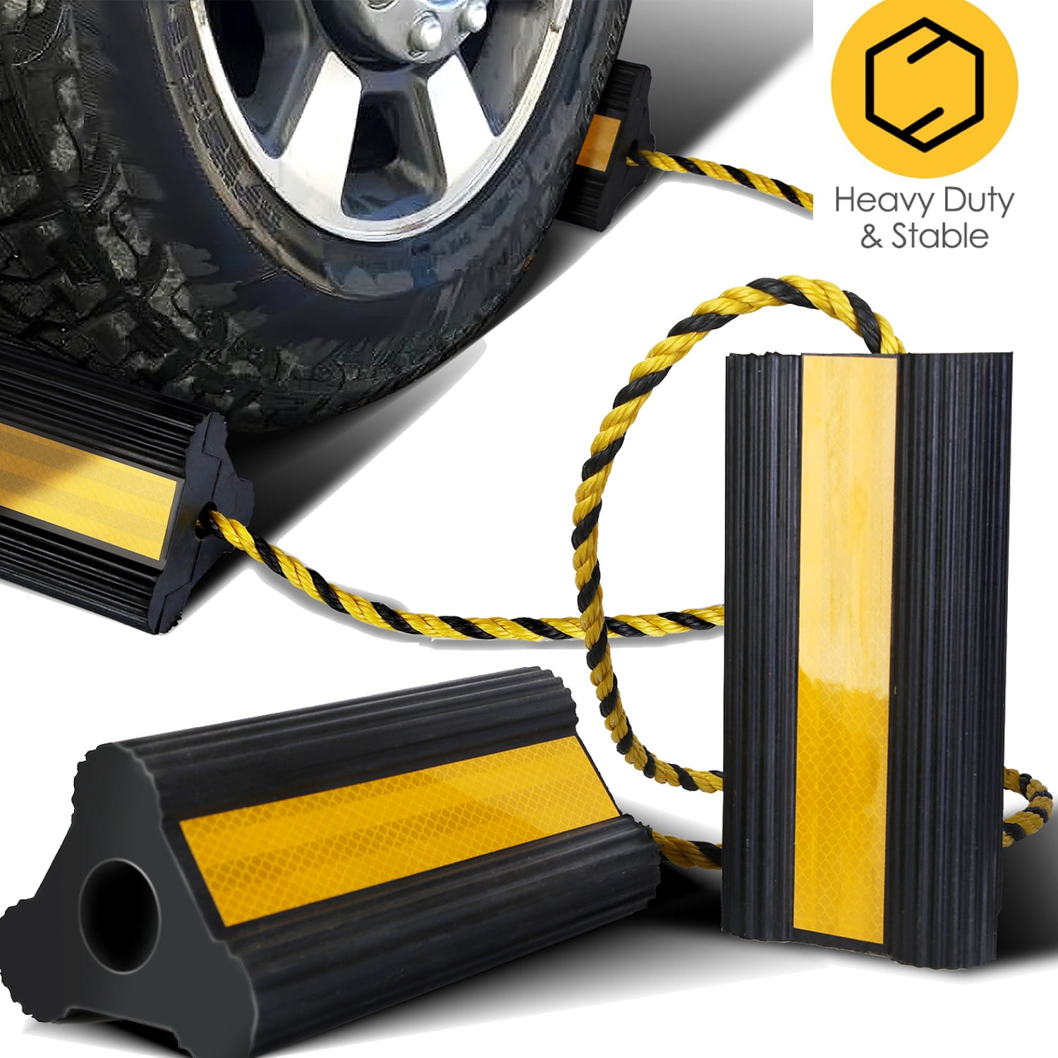 iMounTEK Heavy Duty Wheel Chocks Non Slip Wheel Stoppers with Nylon ...