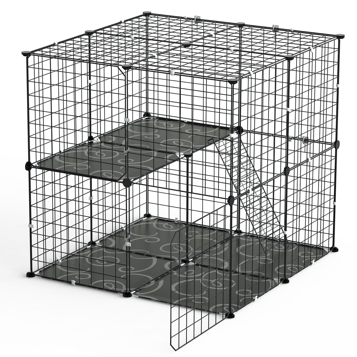 Cat Cages Indoor, iMounTEK 2 Tier Cat Enclosure with Climbing Ladder ...