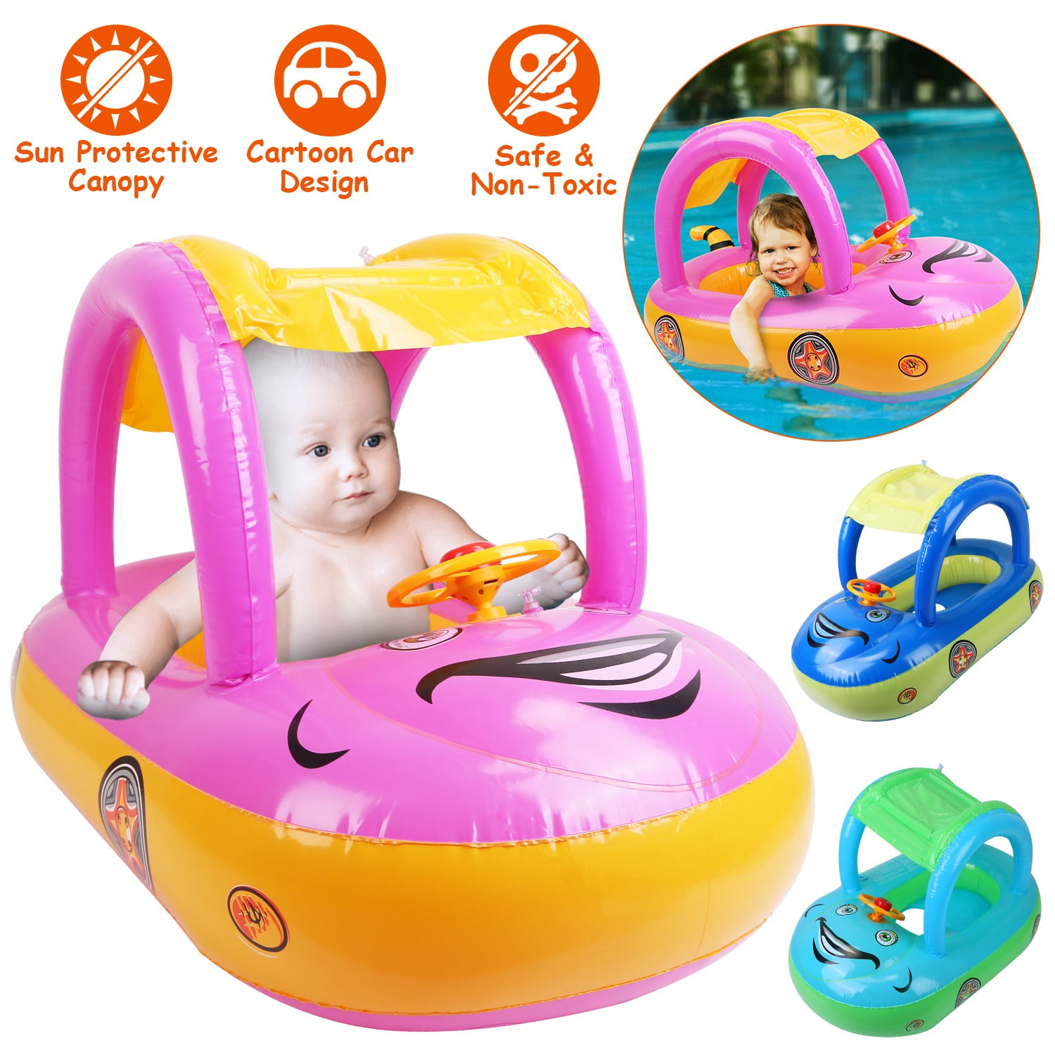 iMounTEK Inflatable Pool Float Toys, Swimming Float Boat with Sun ...