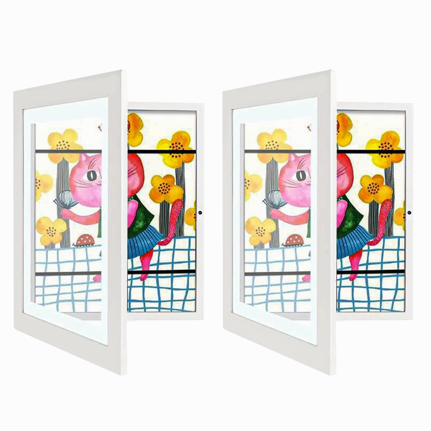 Moclever Kids Art Frame 18.11x13.77in Front Opening Wooden Frame ...