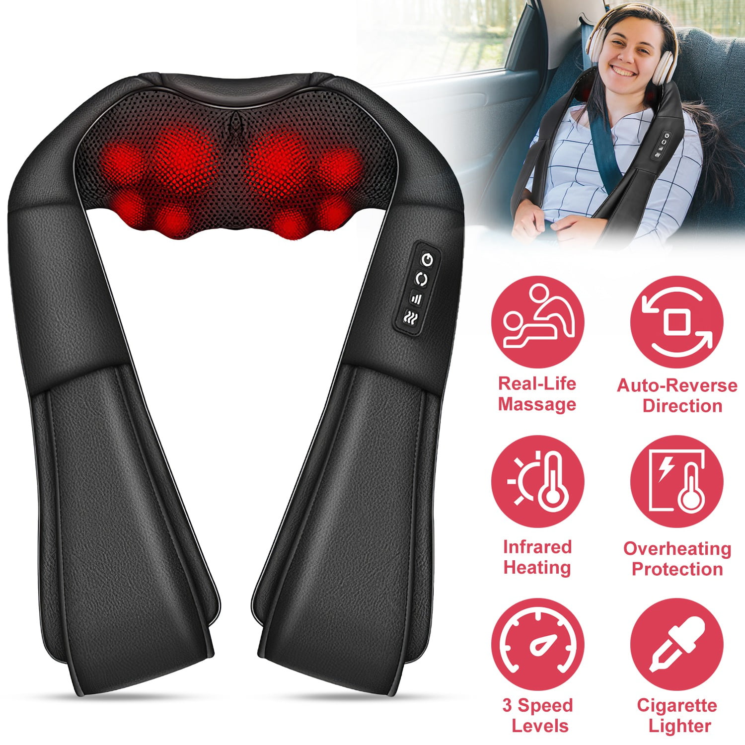 Moclever Neck Massager with Heat, Electric Neck and Back Massager with ...