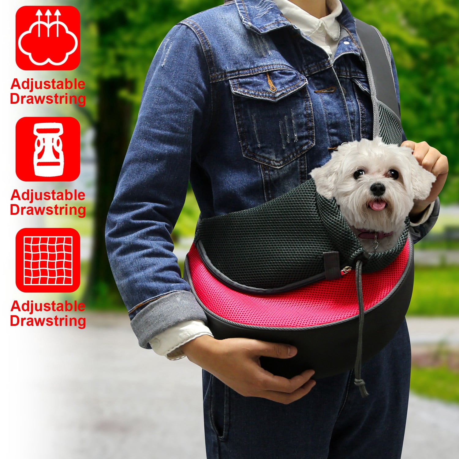 Moclever Pet Dog Sling Carrier Dog Sling with Net Bag for Carrier Dogs ...