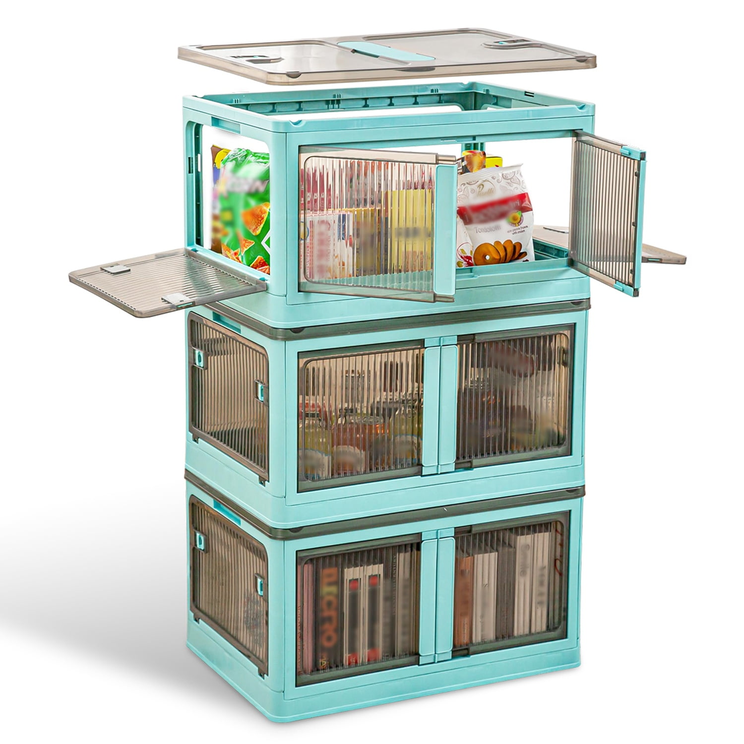 iMounTEK Plastic Stackable Storage Bins with Wheels, Collapsible ...