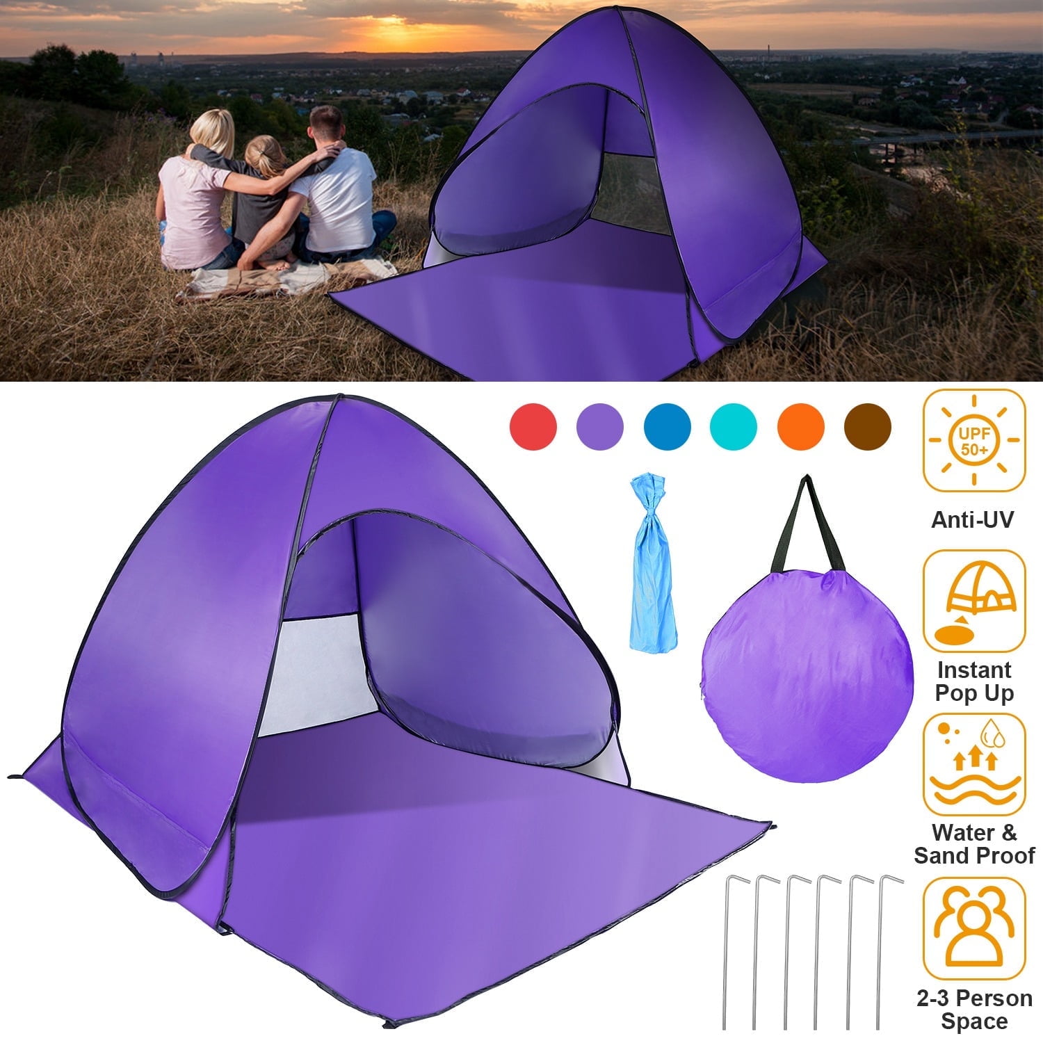 iMounTEK UV Protection Pop Up Beach Tent, Easy Set Up, Sun Shade ...