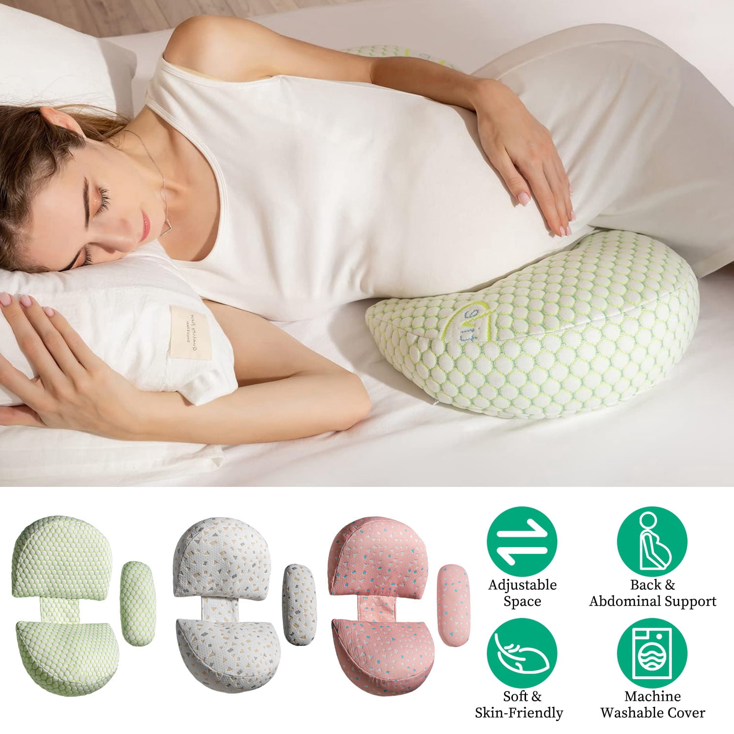 Moclever Pregnancy Pillows, 3.15-7.1in Adjustable Support Maternity ...