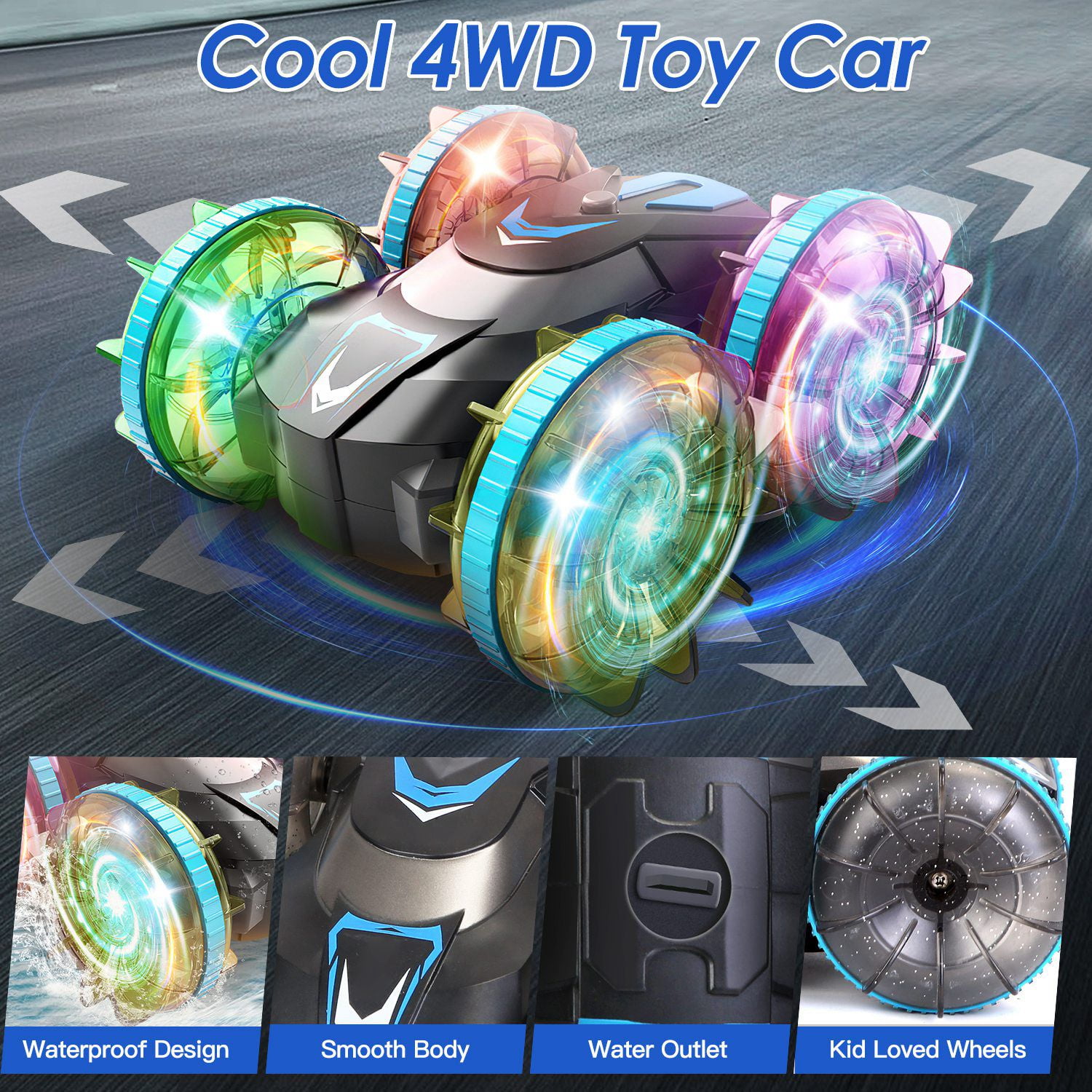 iMounTEK Remote Control Amphibious Car Waterproof Stunt Car with Wrist ...