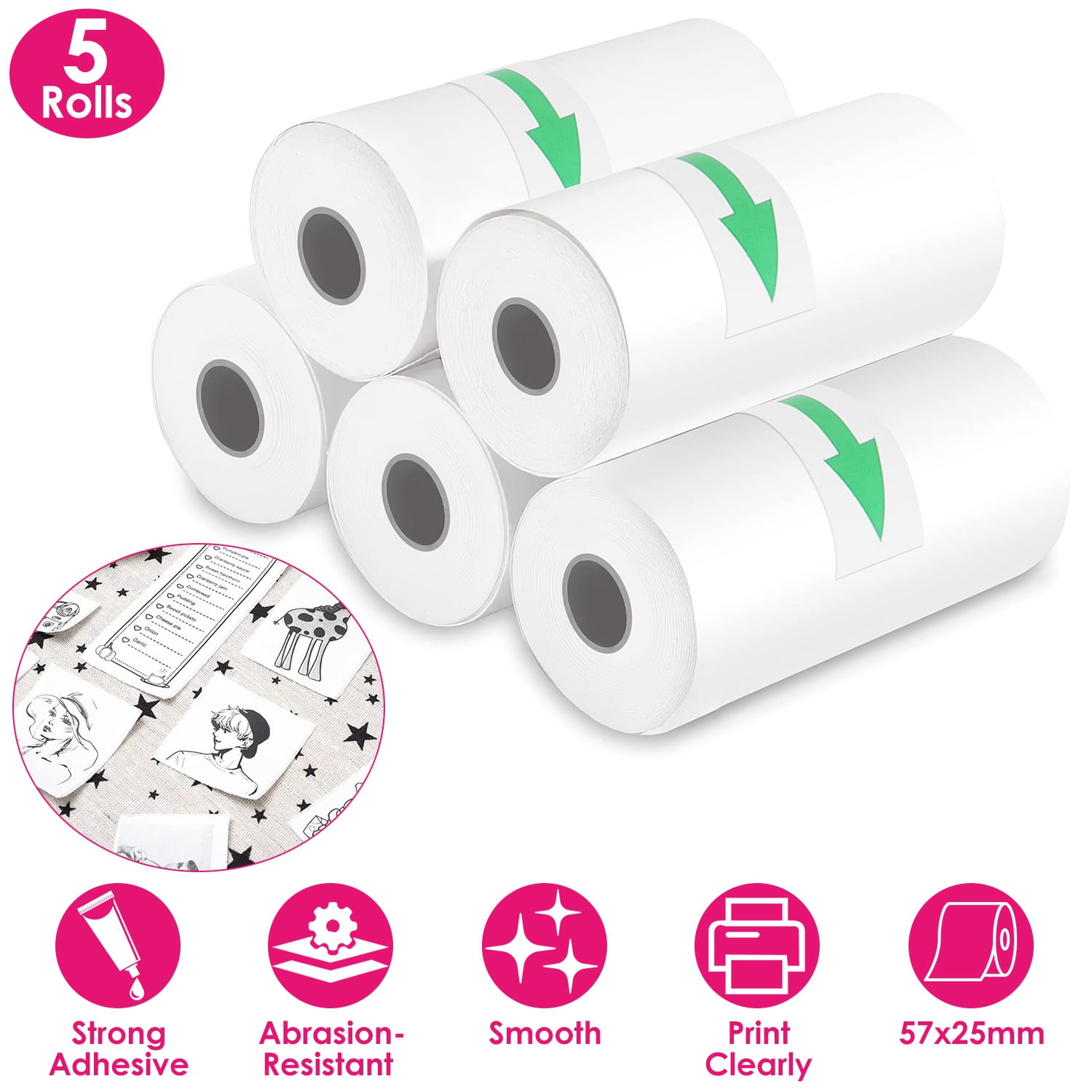 Moclever Self Adhesive Printer Paper Thermal Mini Printable Sticker ...