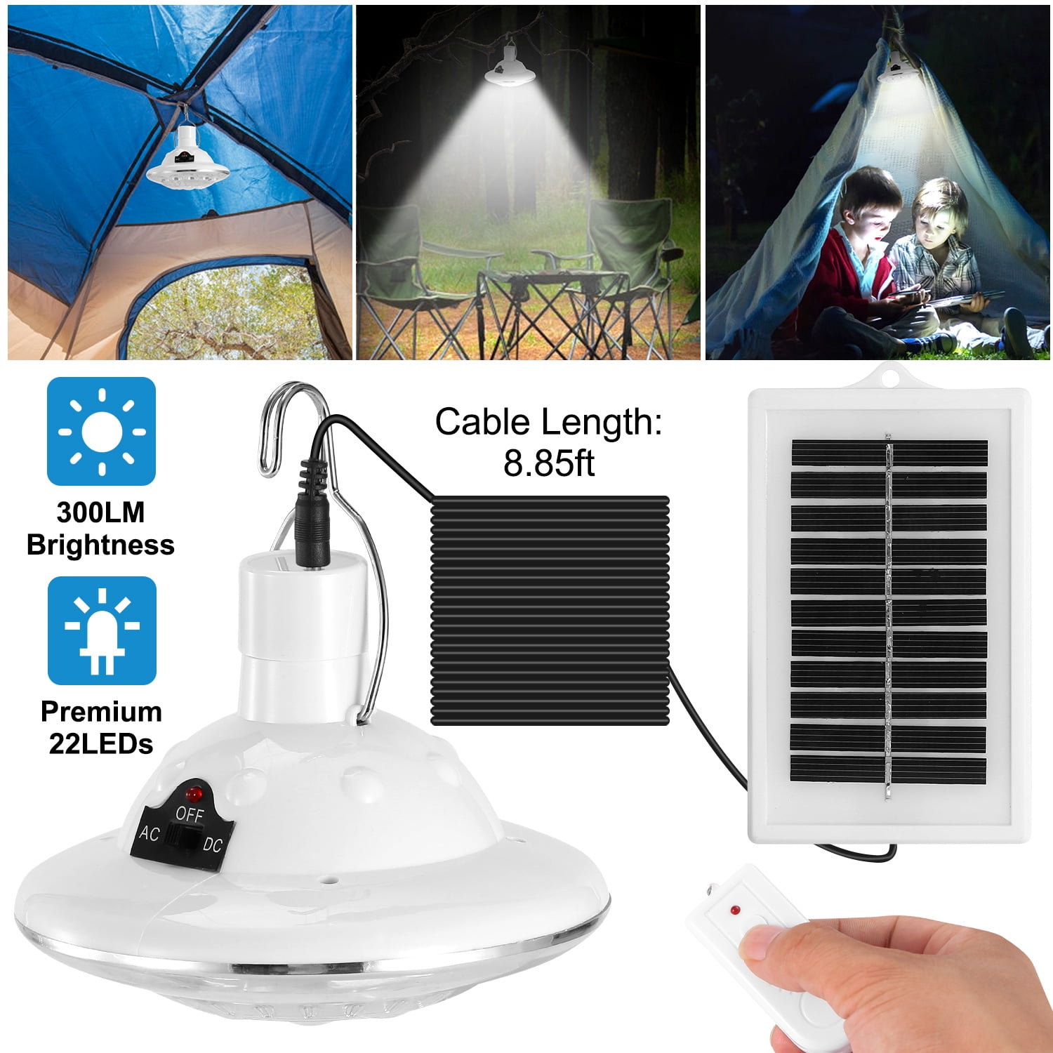 iMounTEK Solar Camping Lights, Portable 6500K Hanging LED Bulb Lamp ...