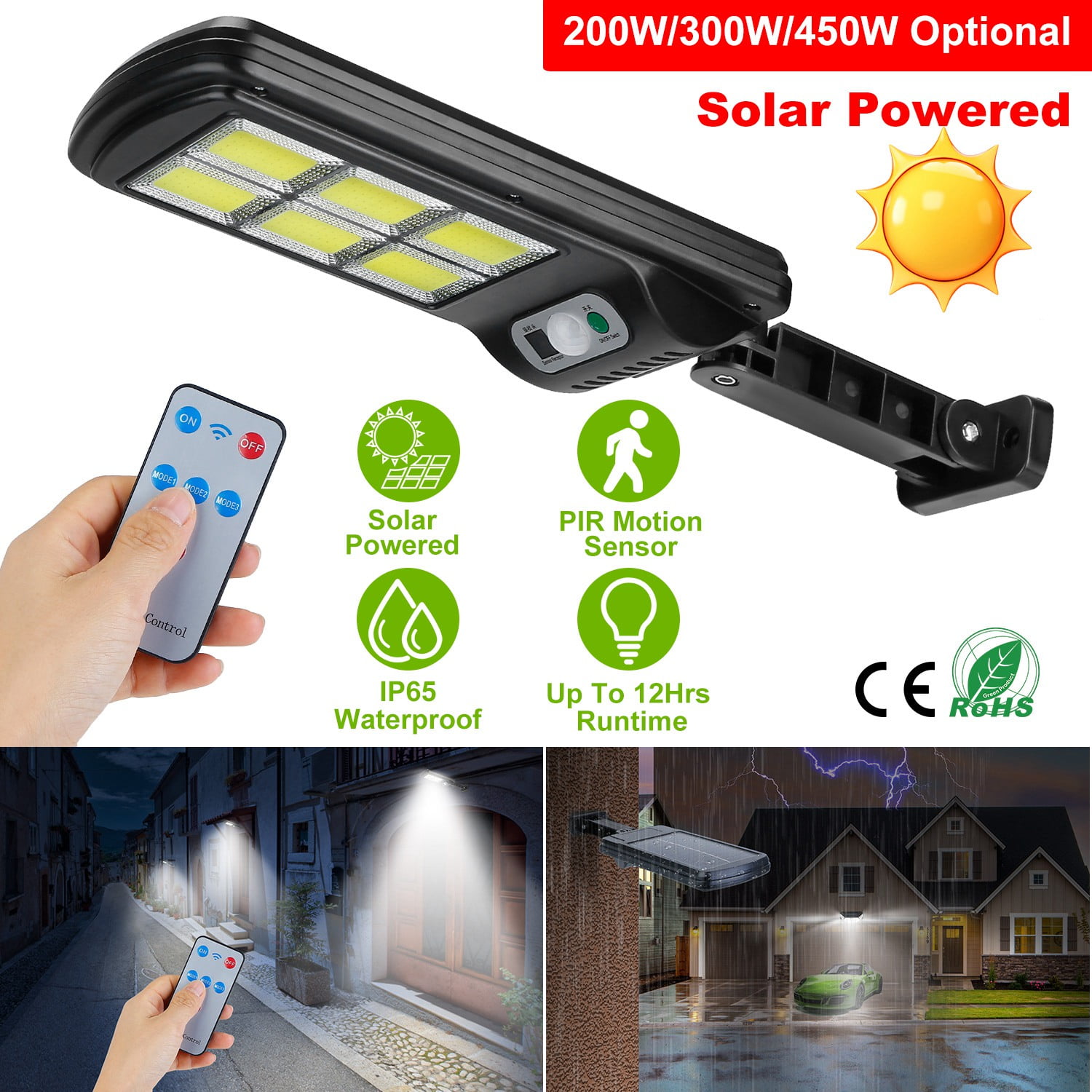 iMounTEK Solar Powered Motion Sensor Wall Light with 3 Lighting Modes ...
