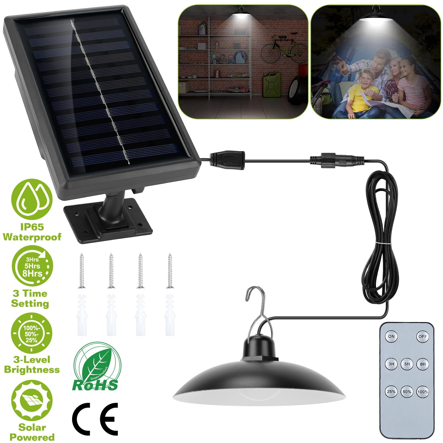 Moclever Solar Shed Lights Hanging Lamp with 9.84FT Wire for Garden ...