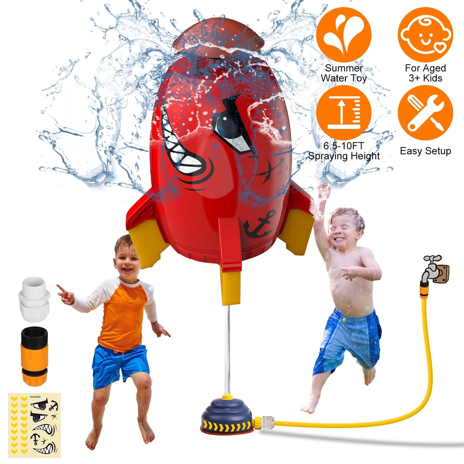 iMounTEK Summer Water Toys Rocket Sprinkler Launcher for Yard Pool ...
